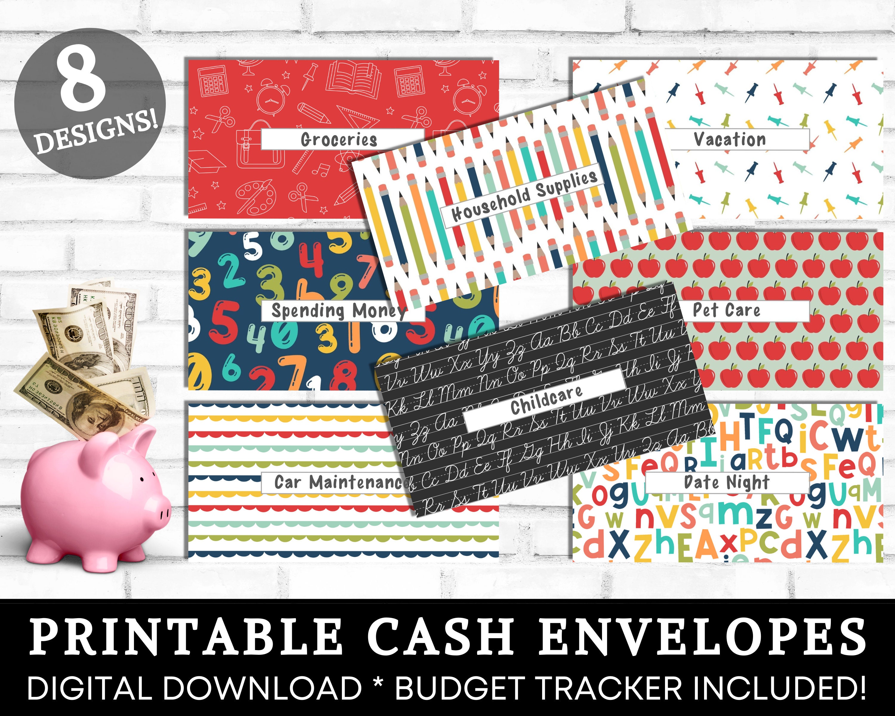 Printable Cash Envelopes, Cash Stuffing, Cute Back to School Money ...