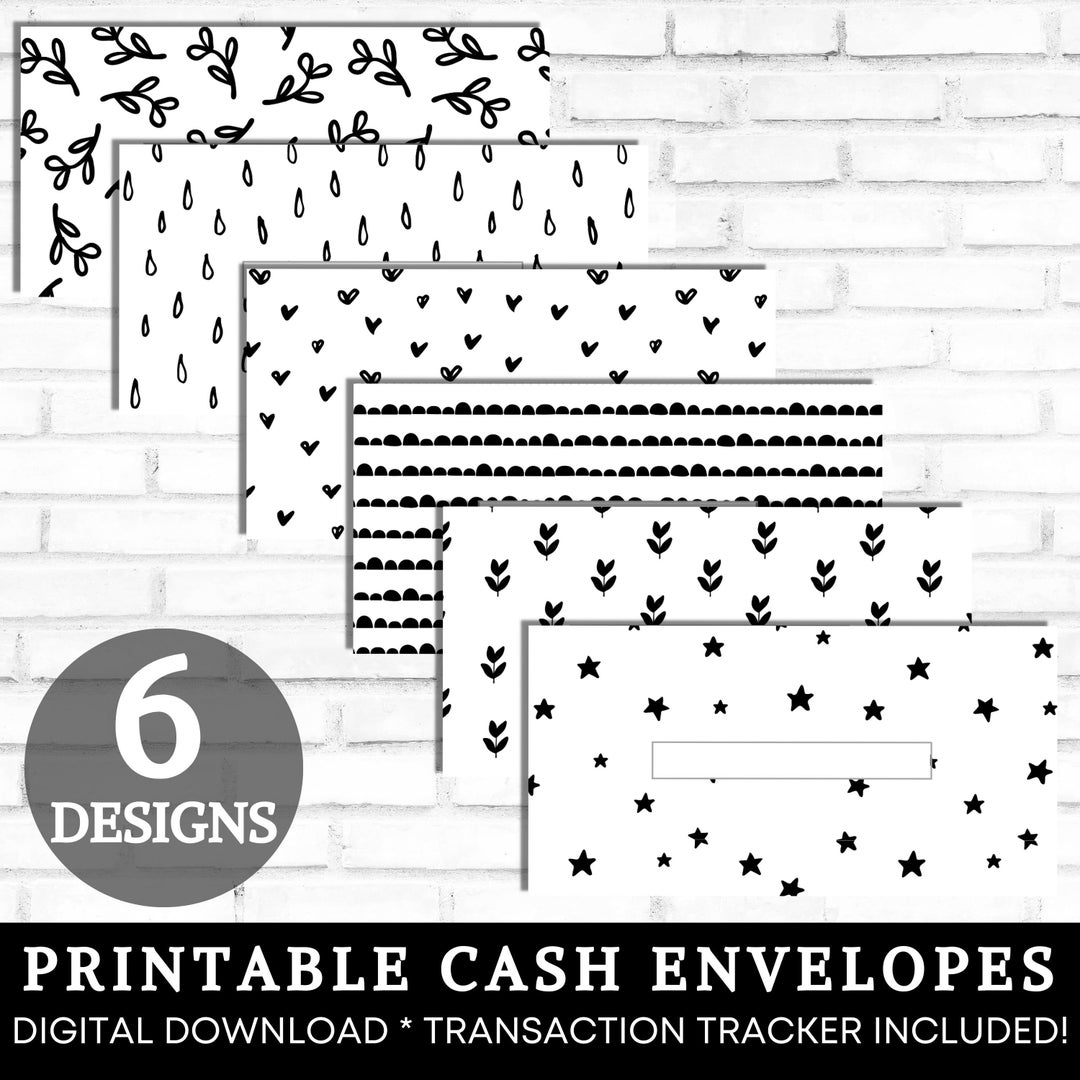Cash Envelopes Printable, Cash Envelope System, Cute Minimalist Black ...