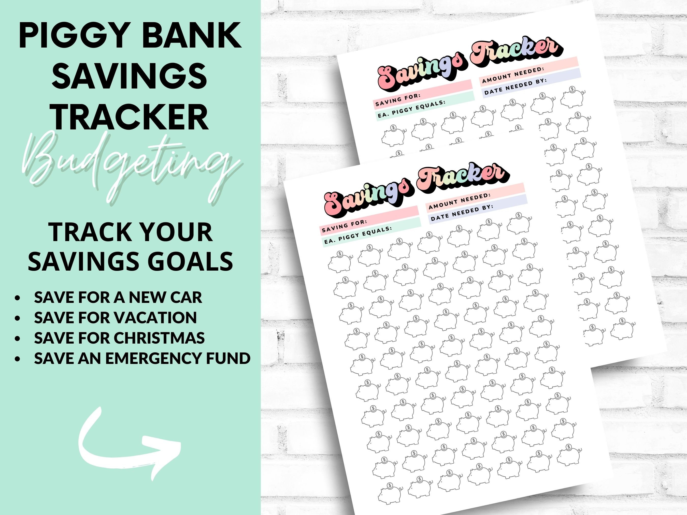 Printable Piggy Bank Tracker Sheet Money Saving Chart Cute - Etsy