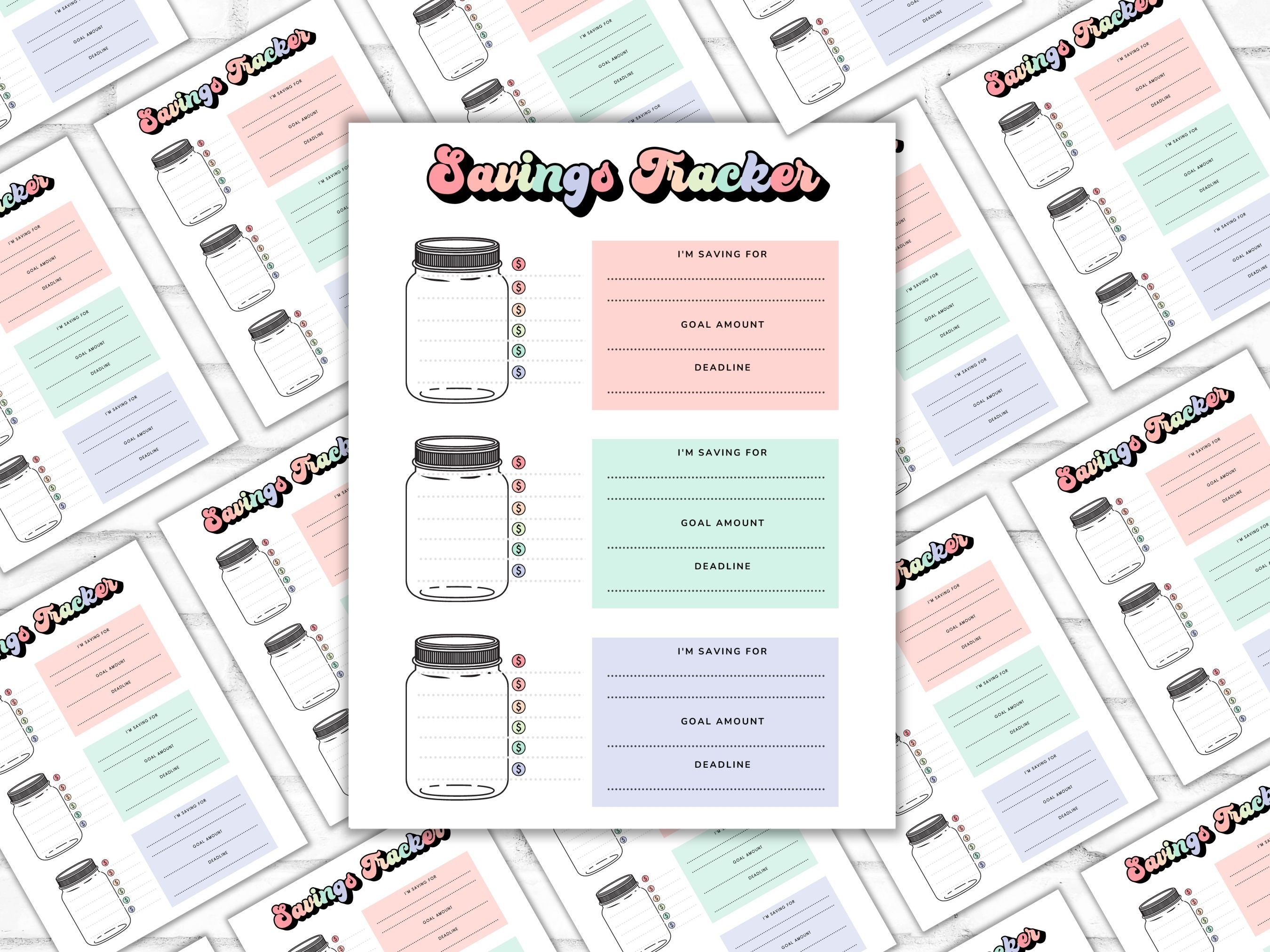 Savings Jar Printable Tracker Sheet, Money Saving Chart, Cute Savings ...