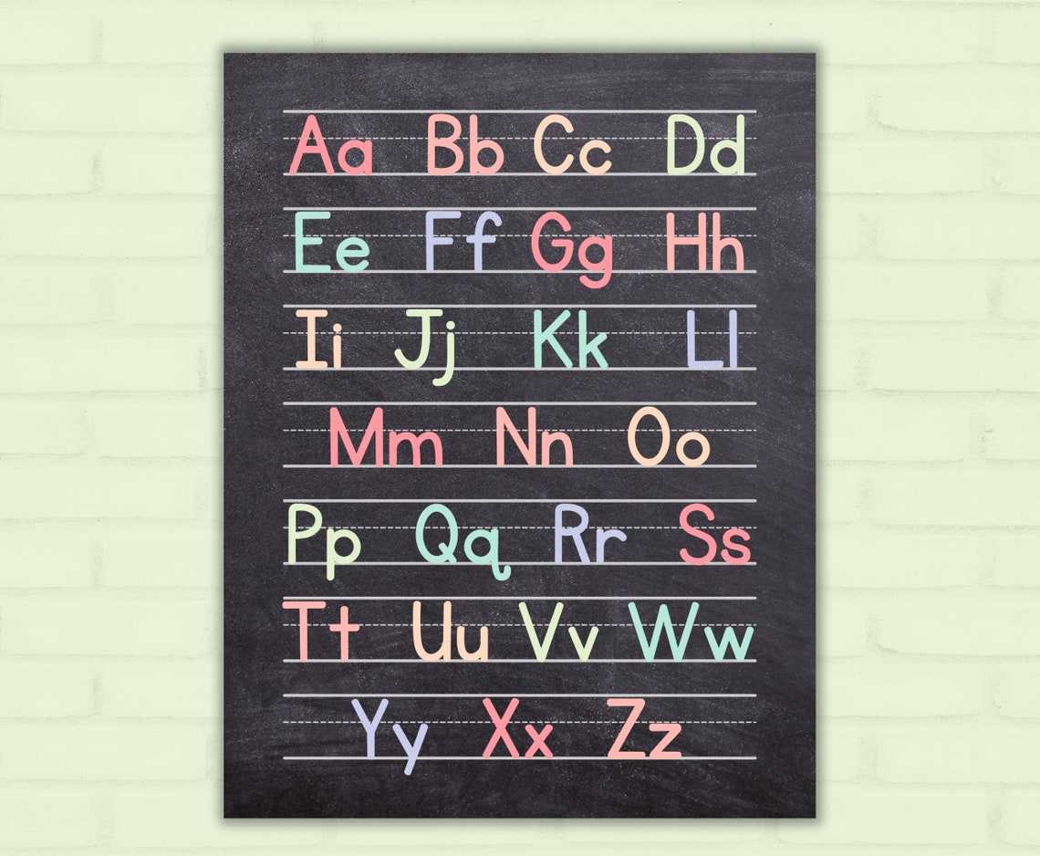 Rainbow Alphabet Chart, Handwriting Practice Chart ABC Poster, Learn to ...