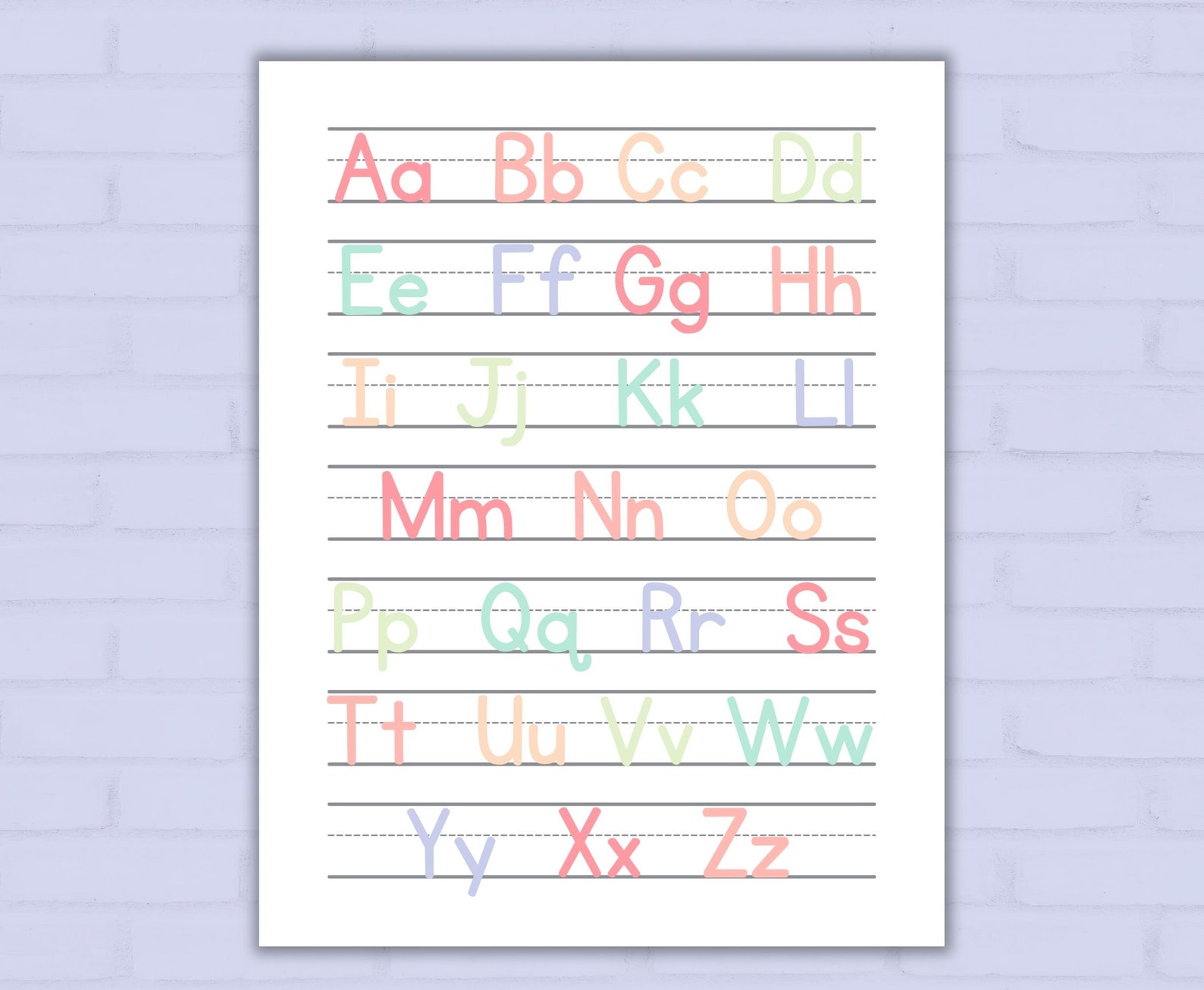 Rainbow Alphabet Chart Handwriting Practice Chart ABC Poster - Etsy ...