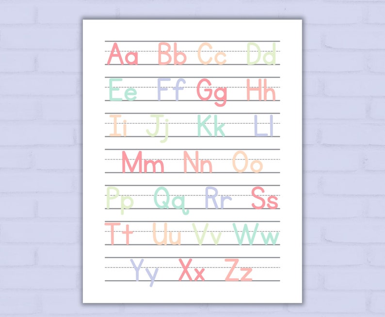 Rainbow Alphabet Chart, Handwriting Practice Chart ABC Poster, Learn to ...