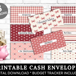 Printable Cash Envelopes With Tracker, Cash Envelope System, Cute Pink ...