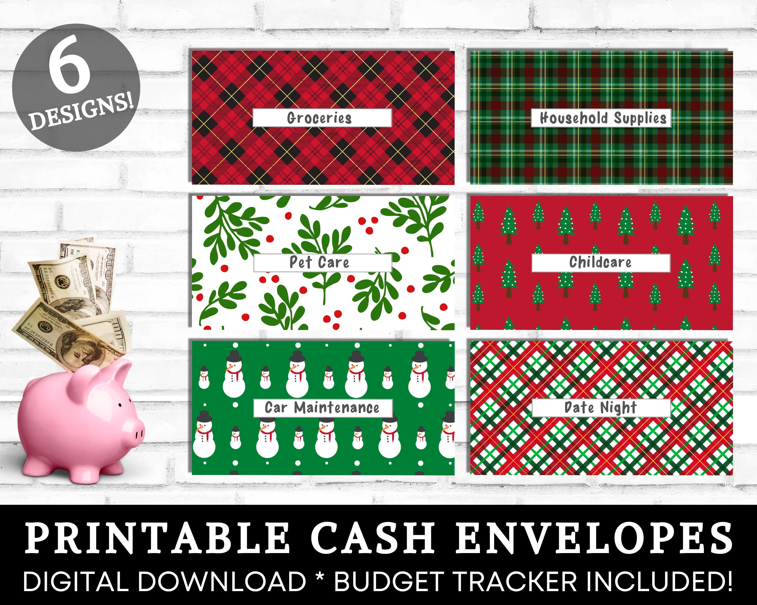 Christmas Cash Envelopes Printable, Cash Envelope System, Christmas ...