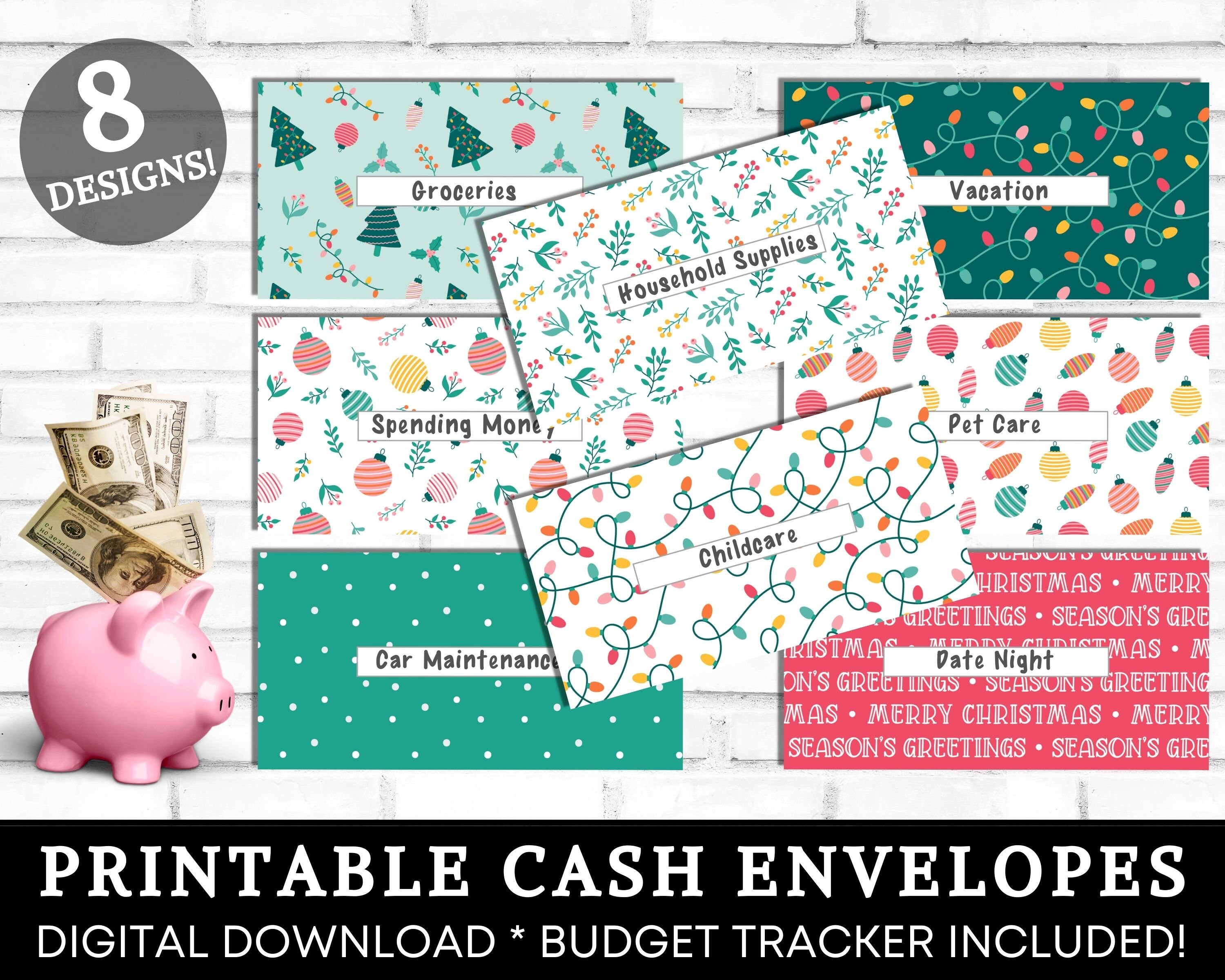 Printable Cash Envelopes, Cash Stuffing, Bright Lights Christmas Money ...