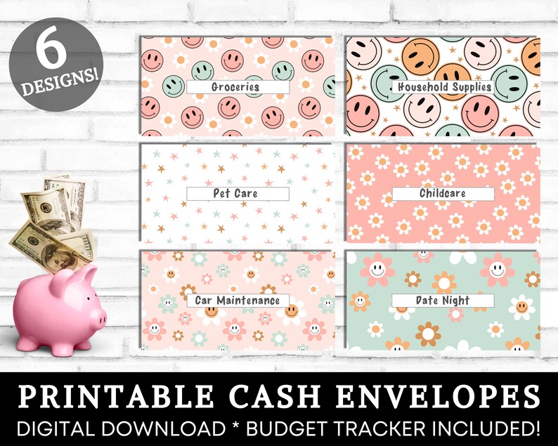 Cash Envelopes Printable Cash Envelope System Pastel Retro - Etsy