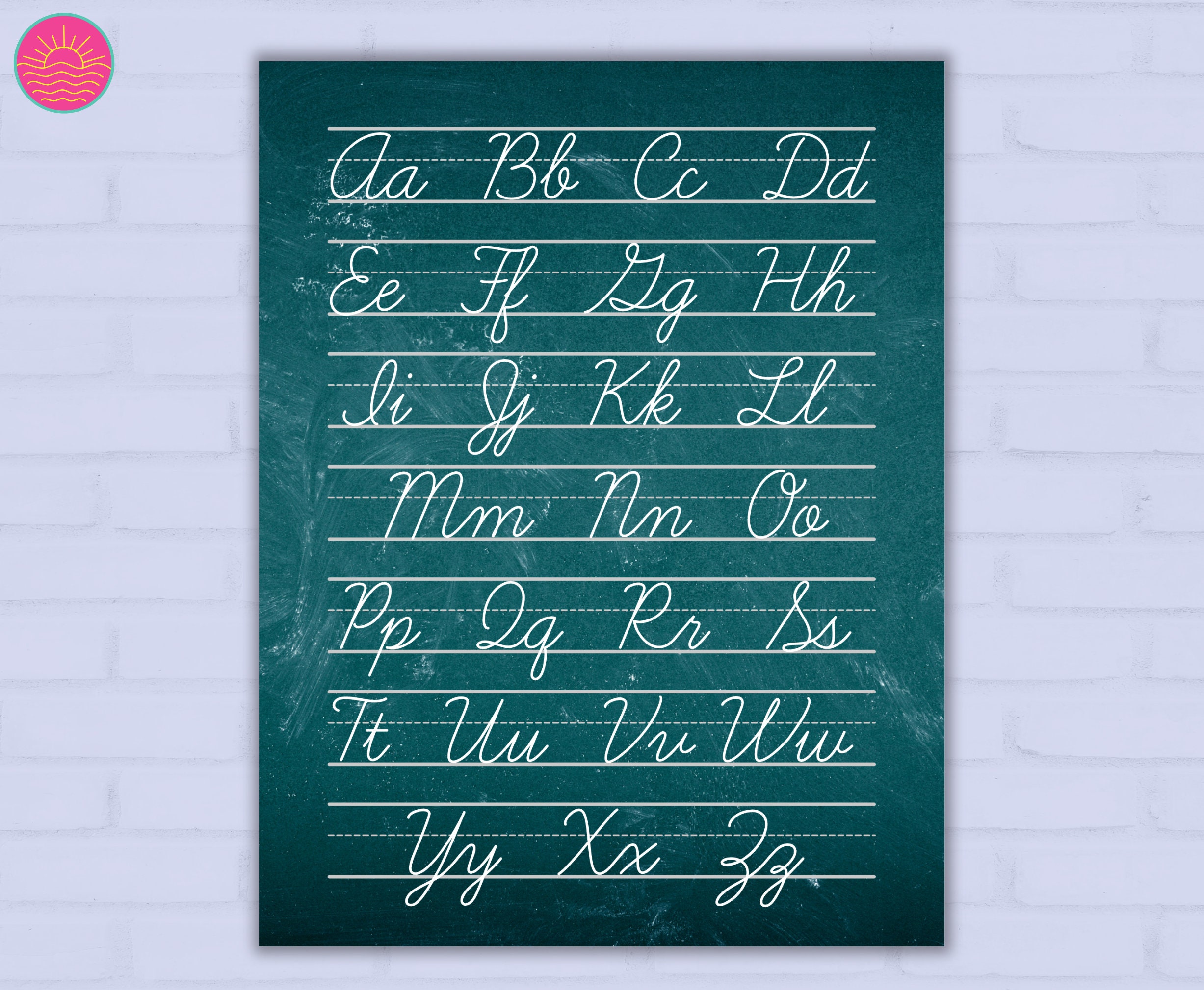 Cursive Alphabet Chart Handwriting Practice Cursive | Etsy