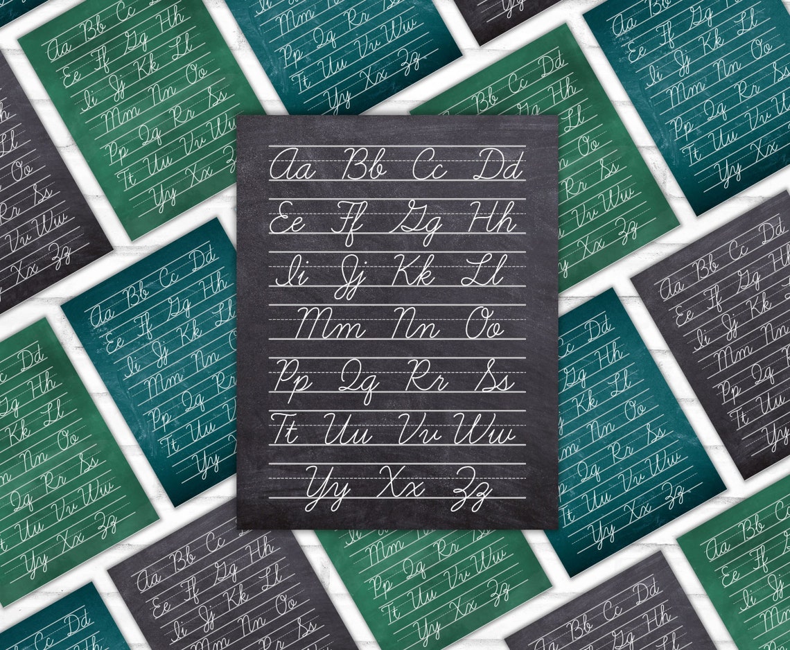 Cursive Alphabet Chart Handwriting Practice Cursive - Etsy UK