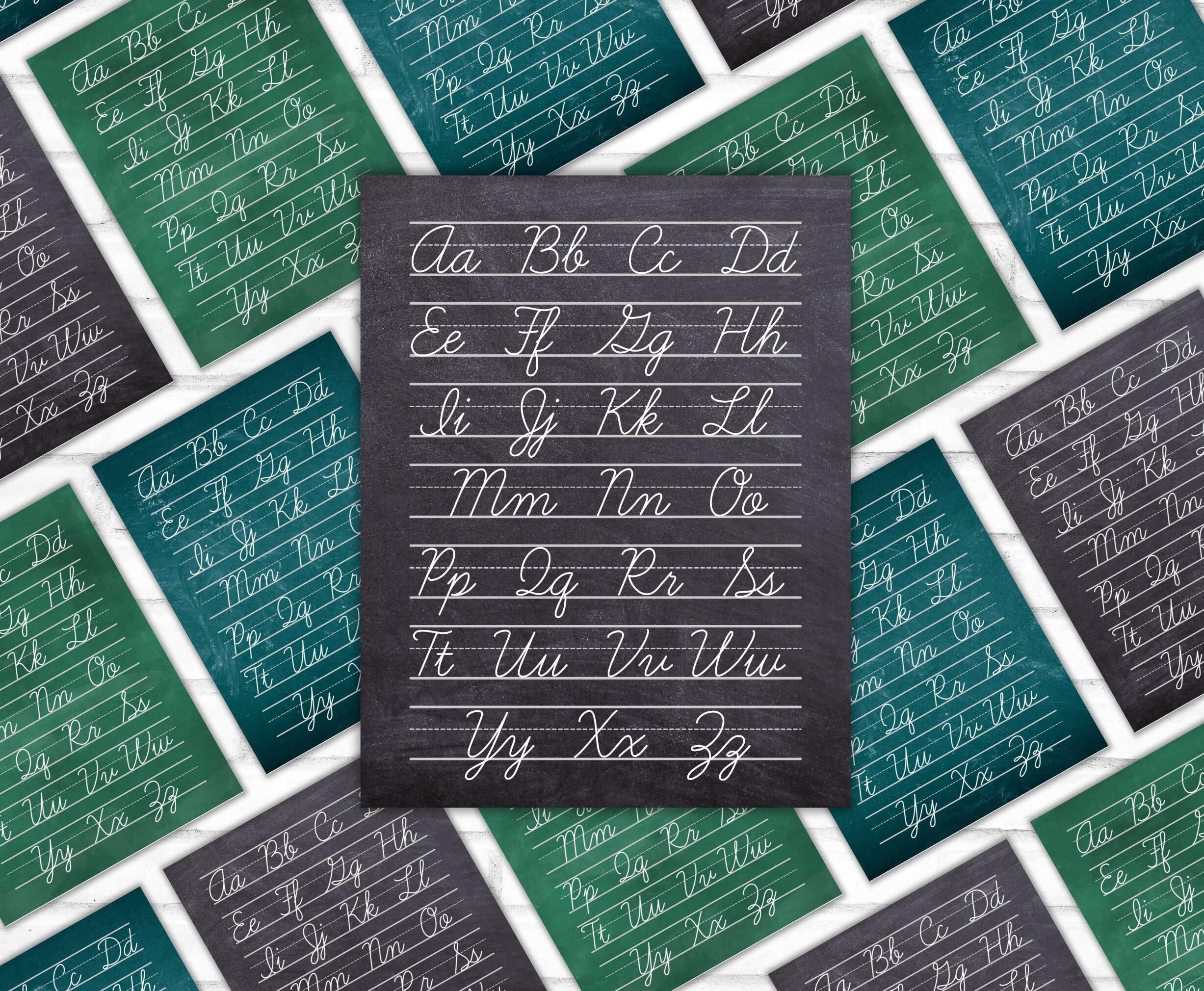 Cursive Alphabet Chart Handwriting Practice Cursive - Etsy UK