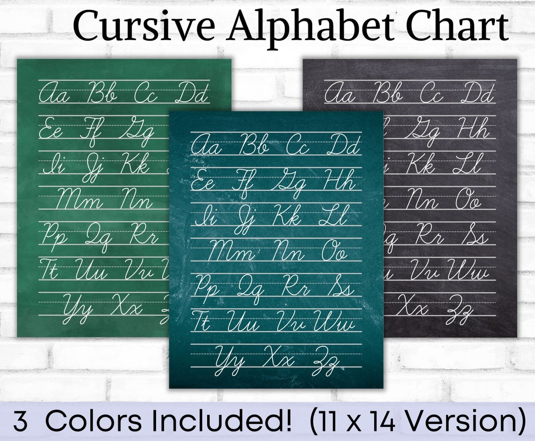 Cursive Alphabet Chart, Handwriting Practice Worksheet, Cursive ...