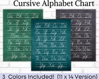 Cursive Alphabet Chart, Handwriting Practice Cursive Worksheet, Cursive ...