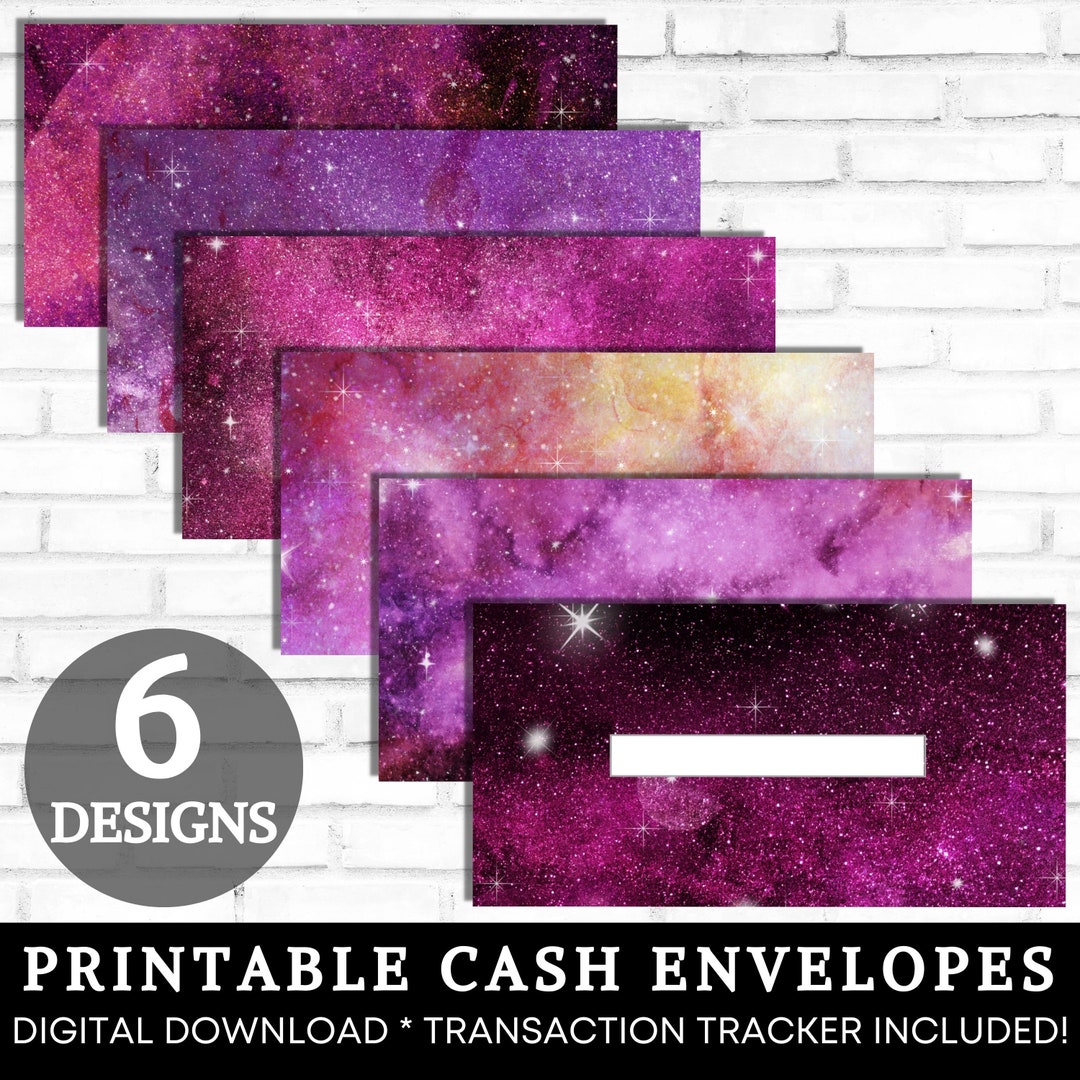 Printable Cash Envelopes, Cash Stuffing, Pretty Merlot Galaxy Money ...