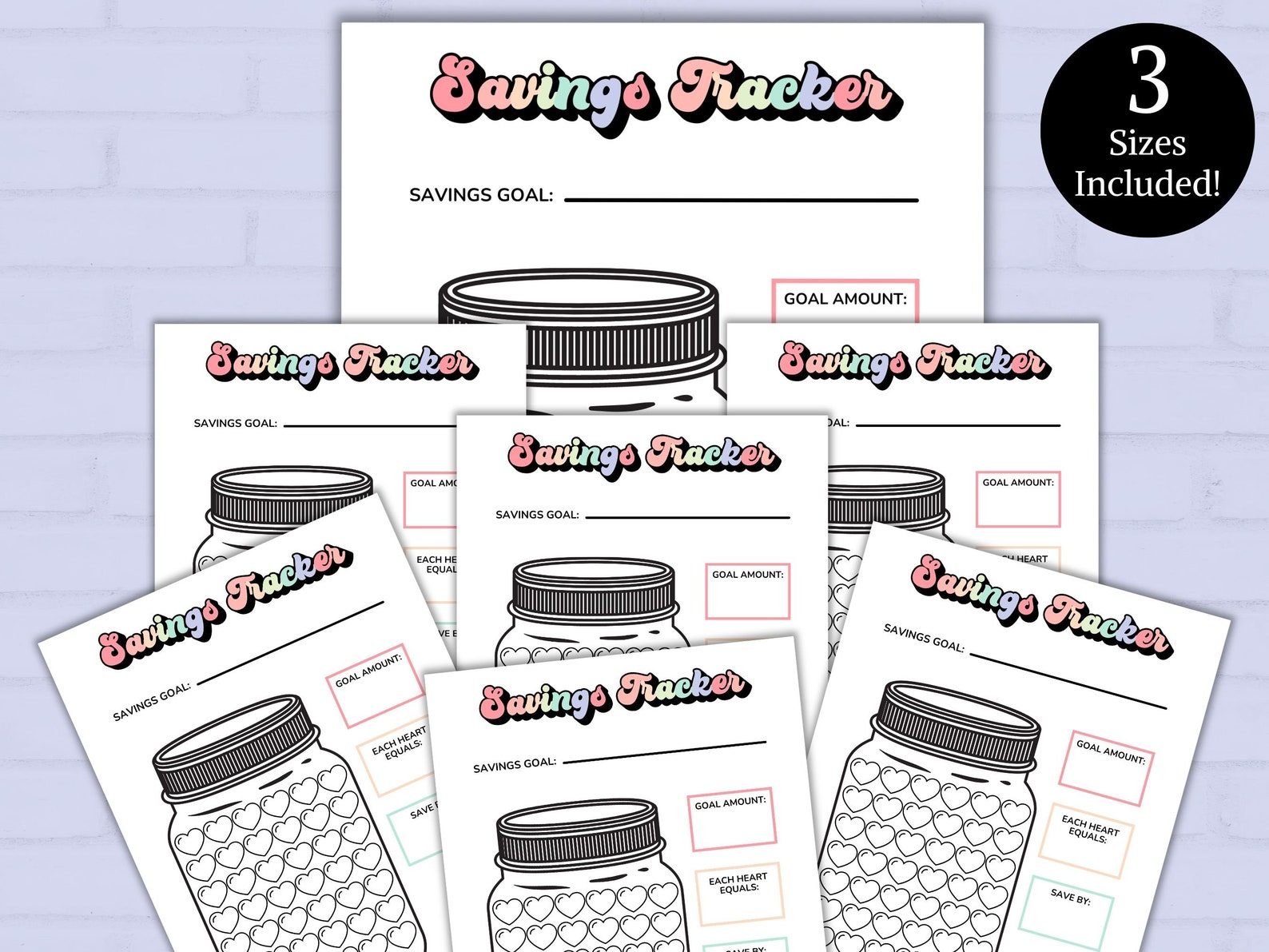 Savings Jar Printable Tracker Sheet, Money Saving Chart, Cute Savings ...