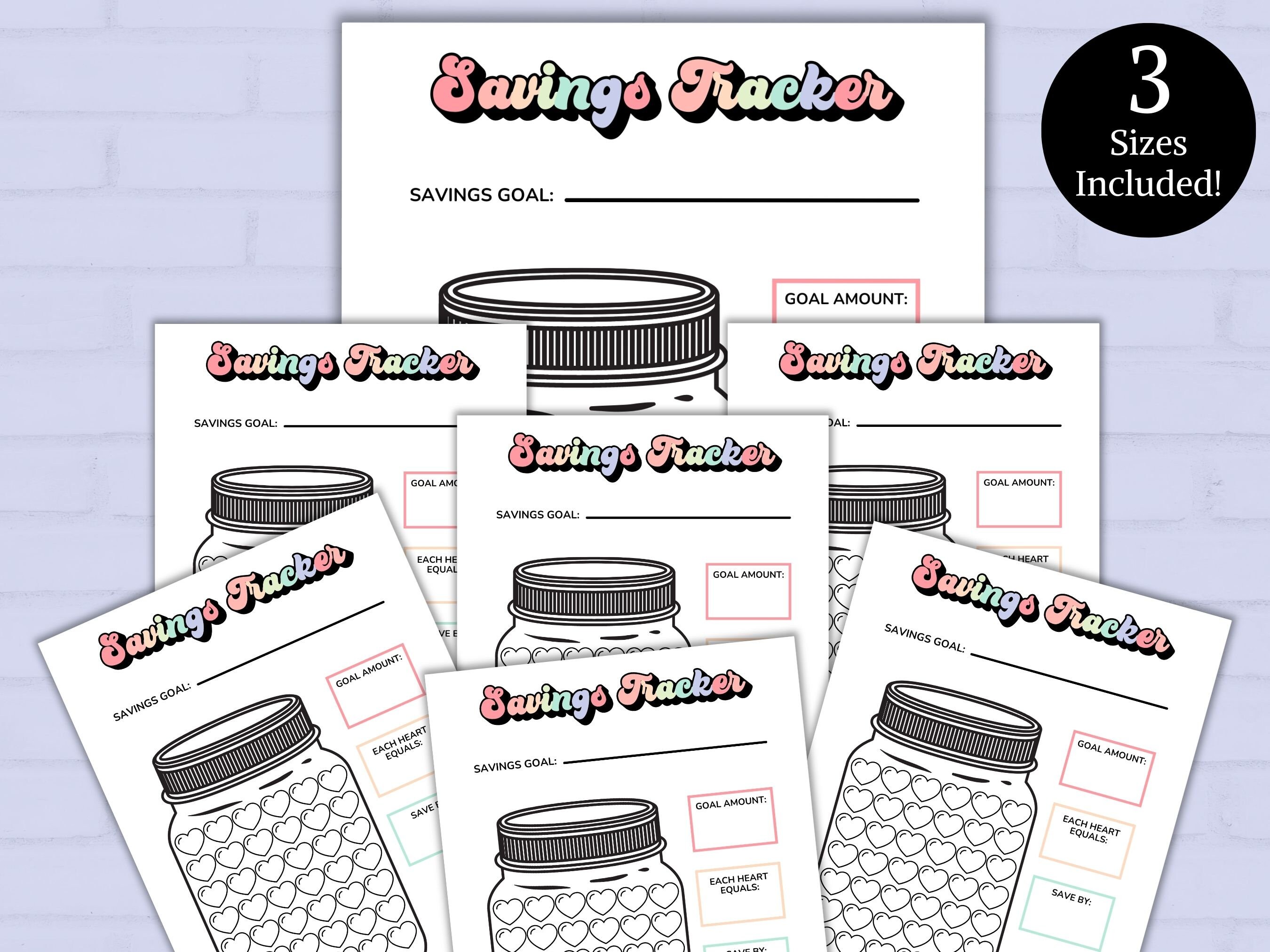 Savings Jar Printable Tracker Sheet, Money Saving Chart, Cute Savings ...