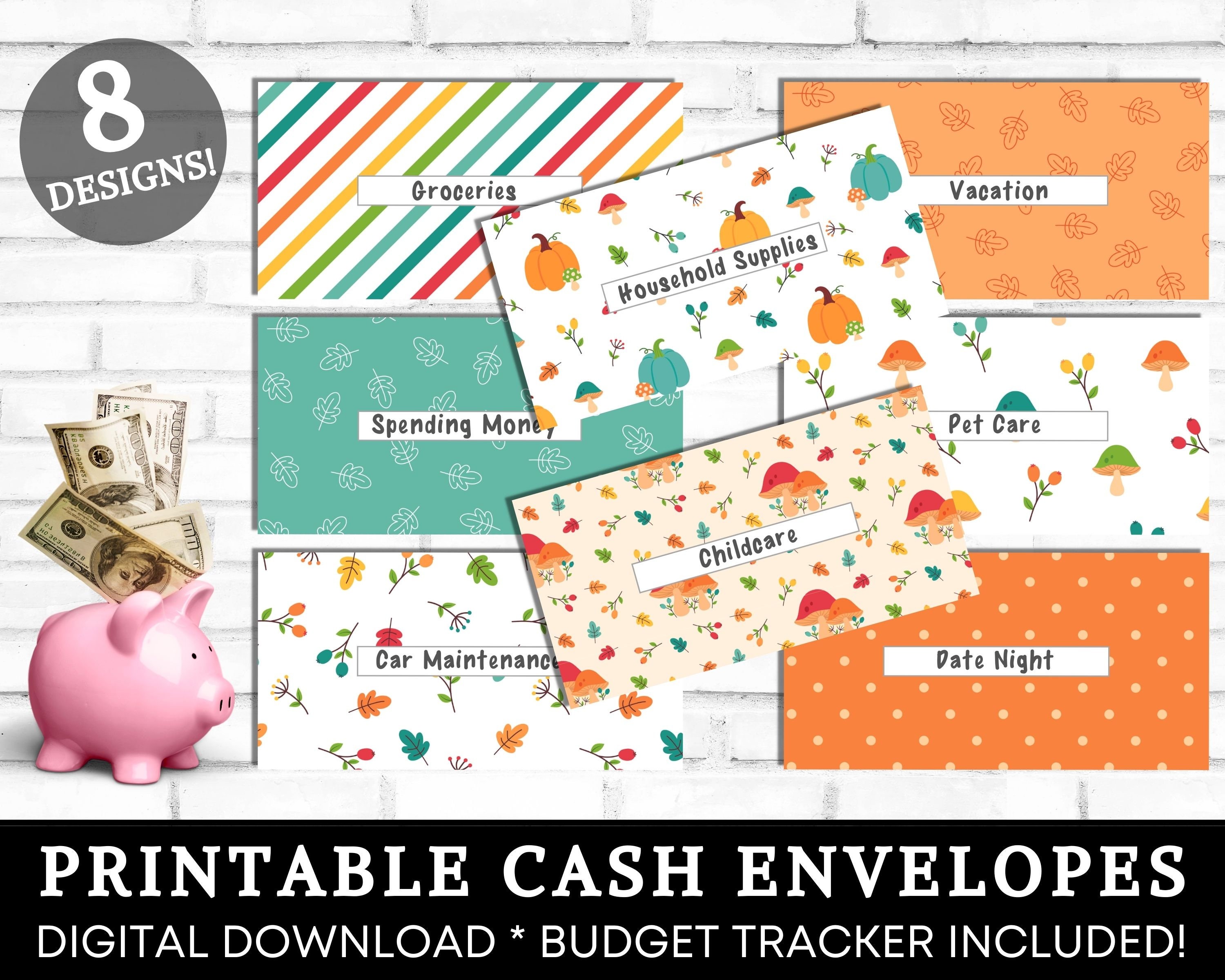Printable Cash Envelopes, Cash Stuffing, Autumn Vibes, Cute Fall Money ...