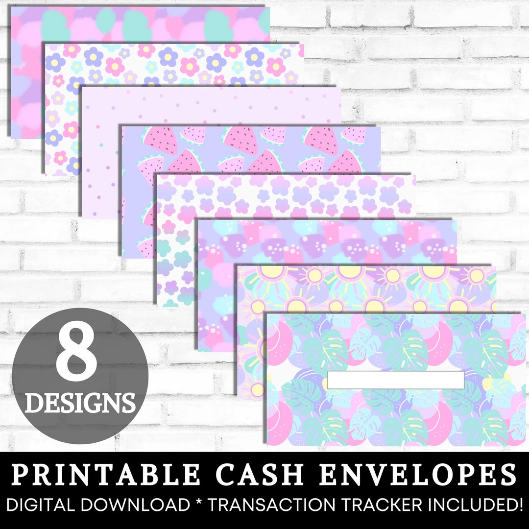 Cash Envelopes Printable, Summer Beach Cash Envelope System, Neon ...