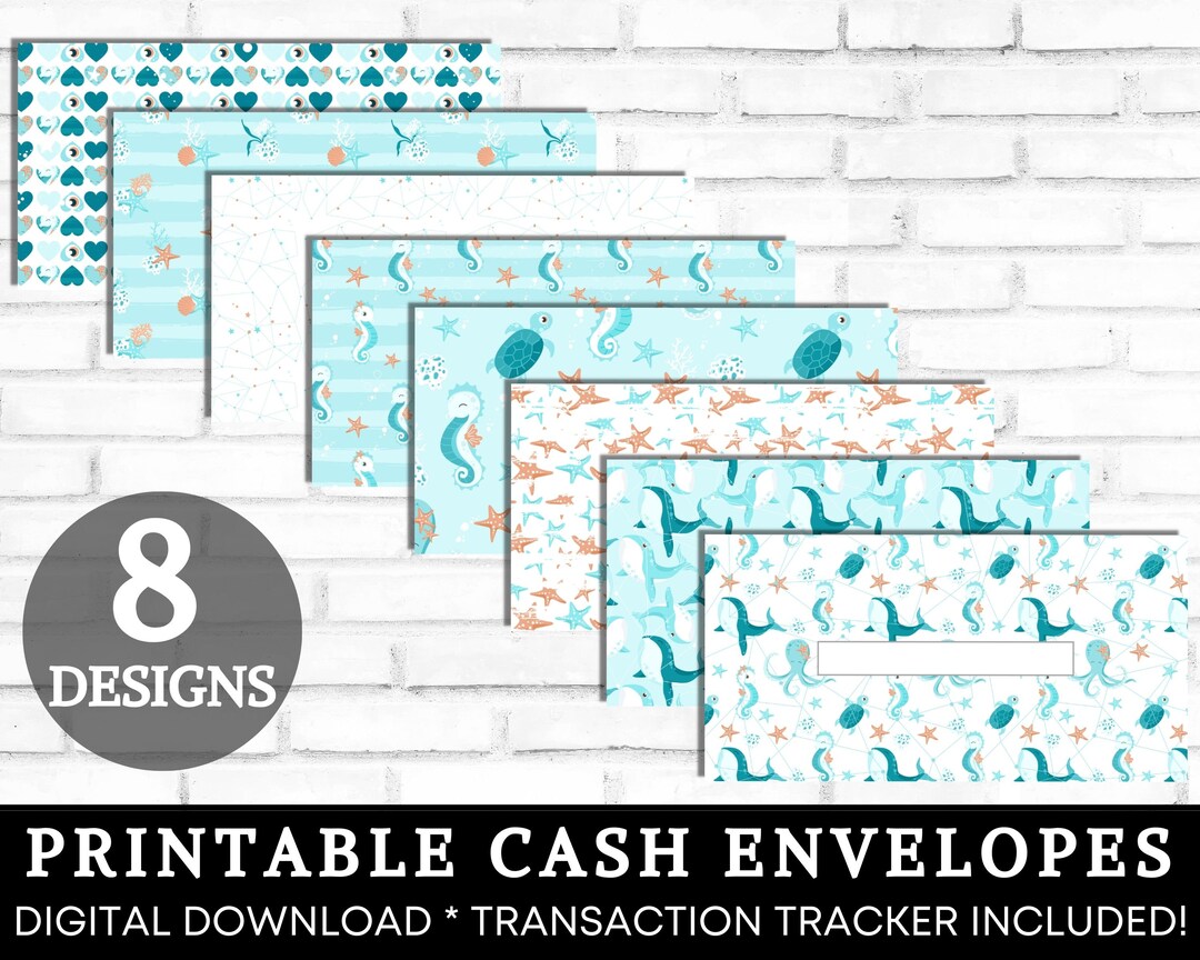 Cash Envelopes Printable, Summer Cash Envelope System, Blue Sea ...