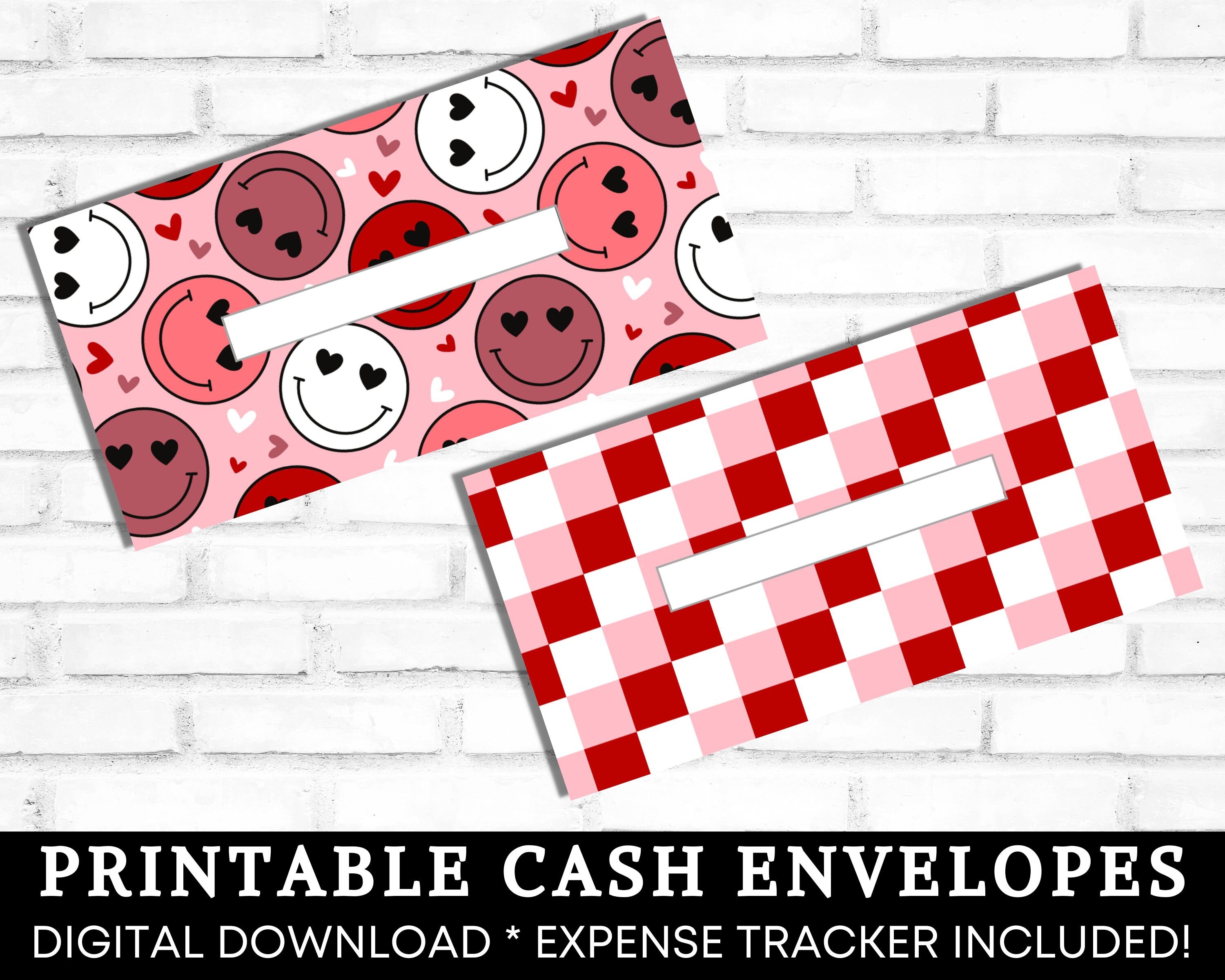 Cash Envelopes Printable, Cash Stuffing, Retro Smiley Face Valentines ...