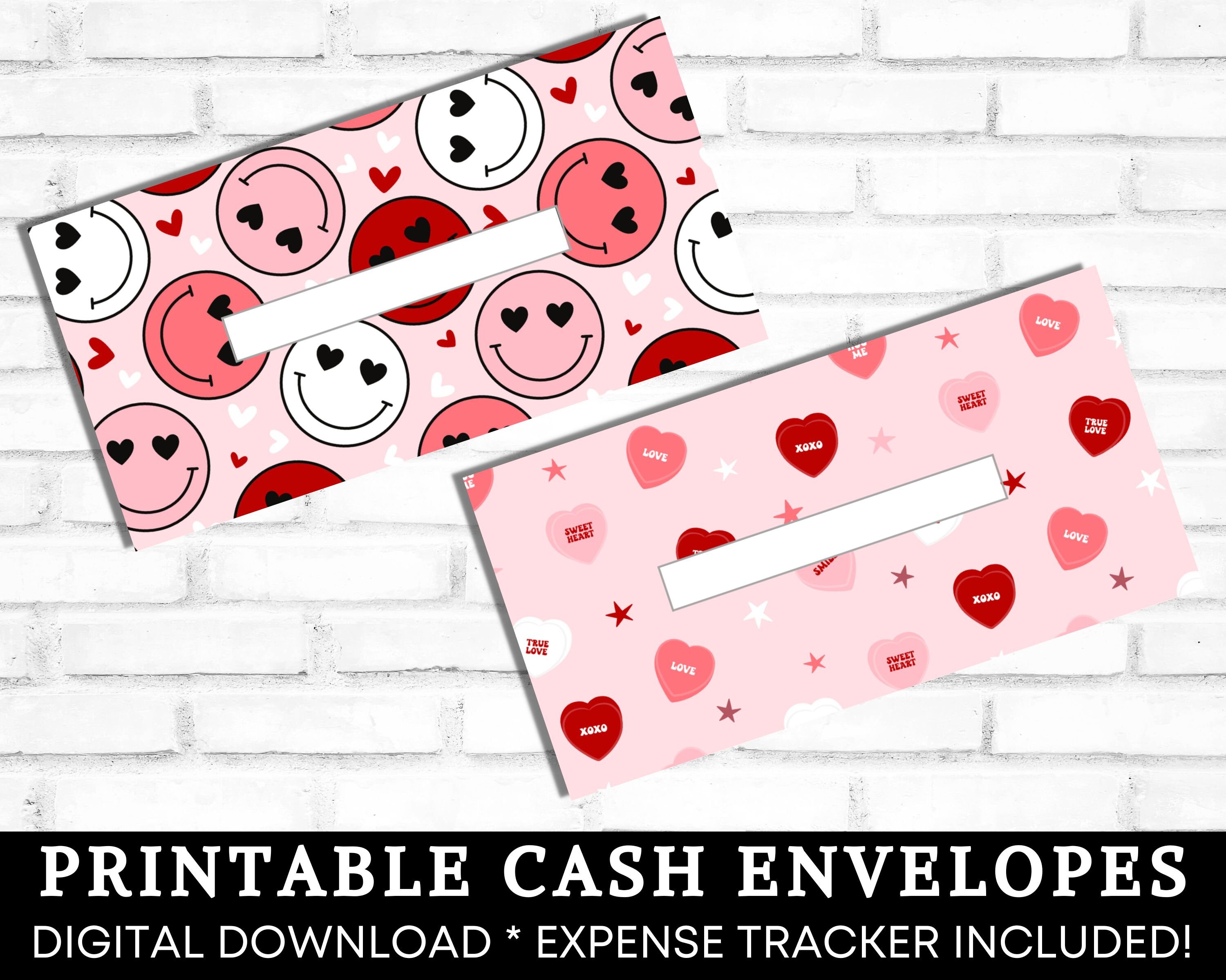 Cash Envelopes Printable, Cash Stuffing, Retro Smiley Face Valentines ...