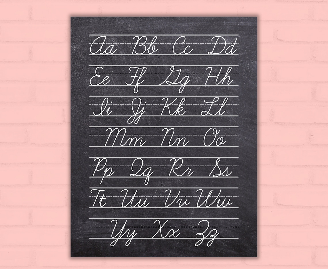 Cursive Alphabet Chart Handwriting Practice Cursive - Etsy UK