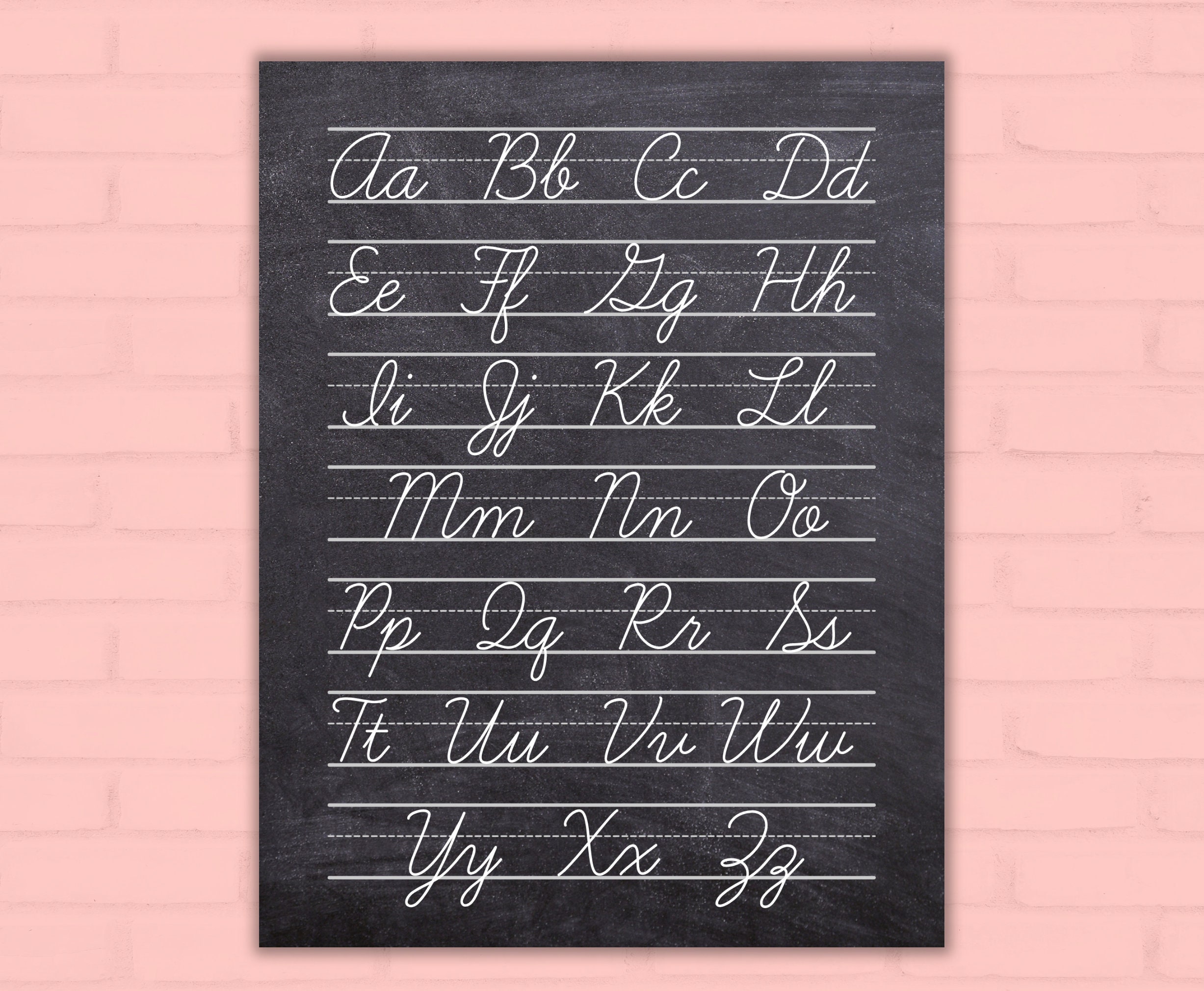 Cursive Alphabet Chart Handwriting Practice Cursive Etsy UK
