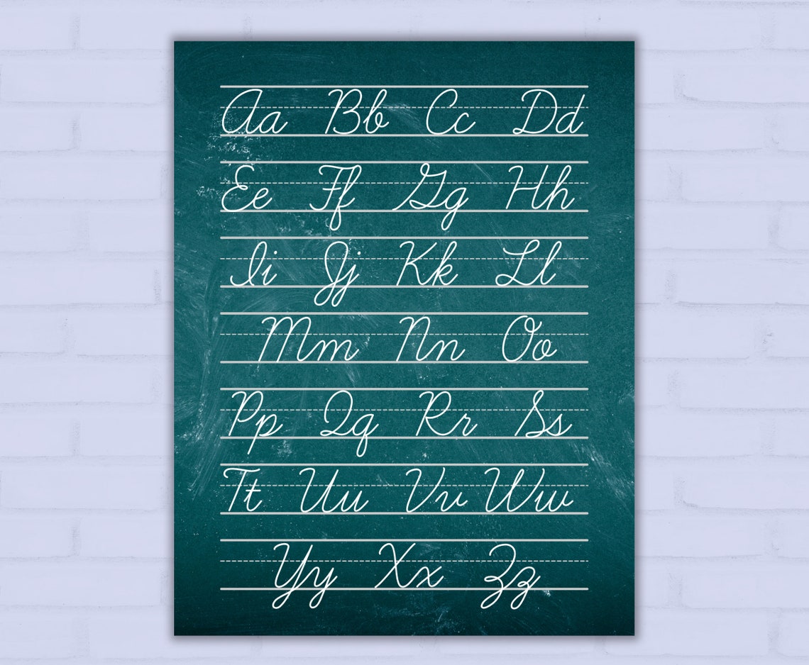 Cursive Alphabet Chart Handwriting Practice Cursive - Etsy UK