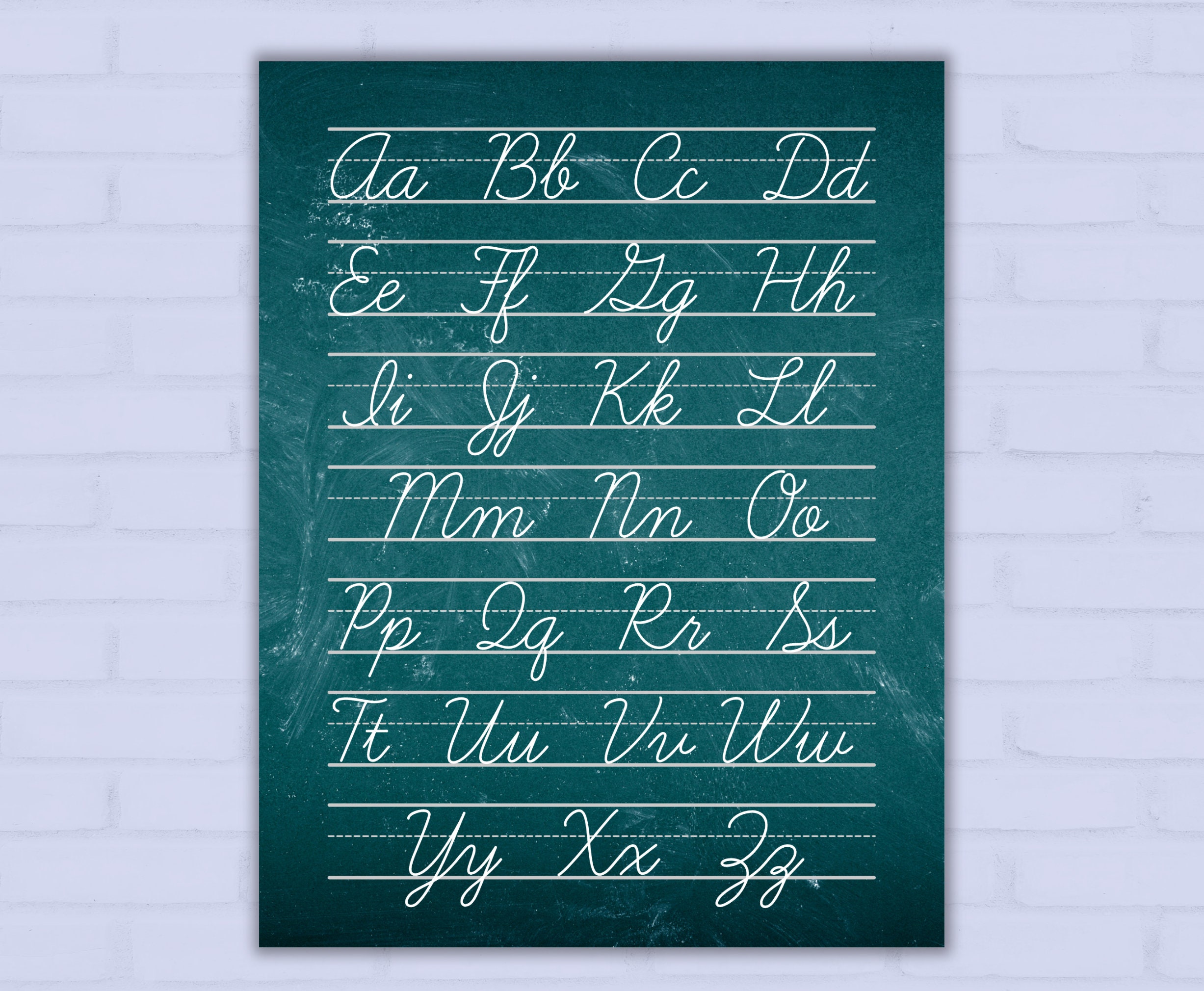 Cursive Alphabet Chart, Handwriting Practice Cursive Worksheet, Cursive ...