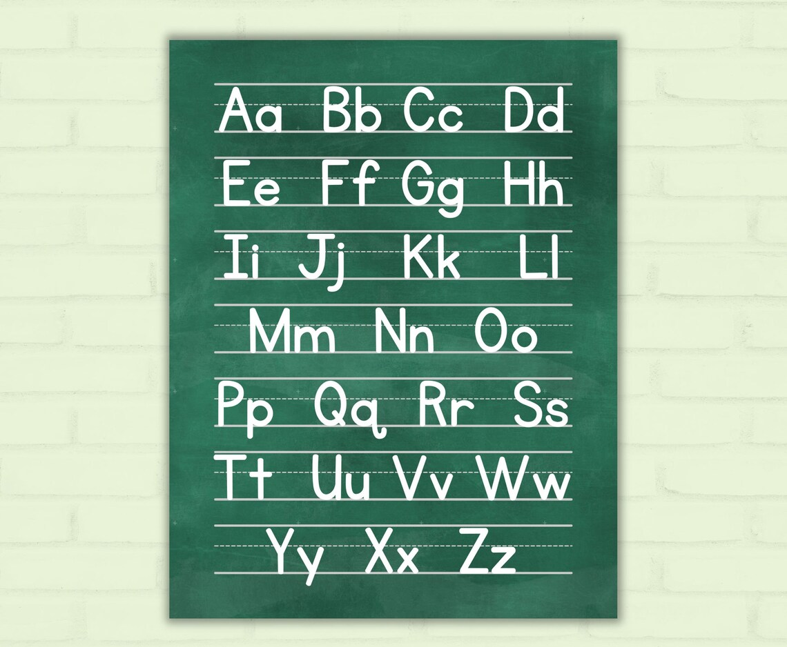 Alphabet Chart, Handwriting Practice Chart, ABC Poster Print, Learn to ...