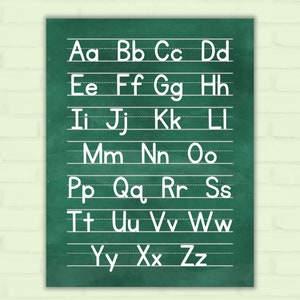 Alphabet Chart, Handwriting Practice Chart, ABC Poster Print, Learn to ...