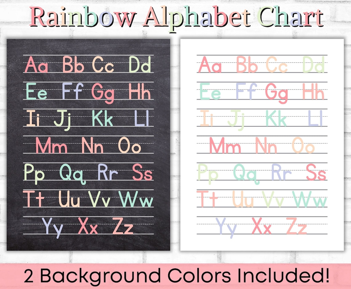 Rainbow Alphabet Chart, Handwriting Practice Chart ABC Poster, Learn to ...