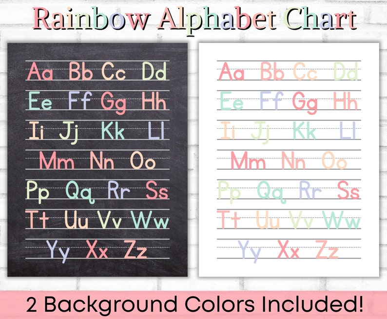 Rainbow Alphabet Chart, Handwriting Practice Chart ABC Poster, Learn to ...