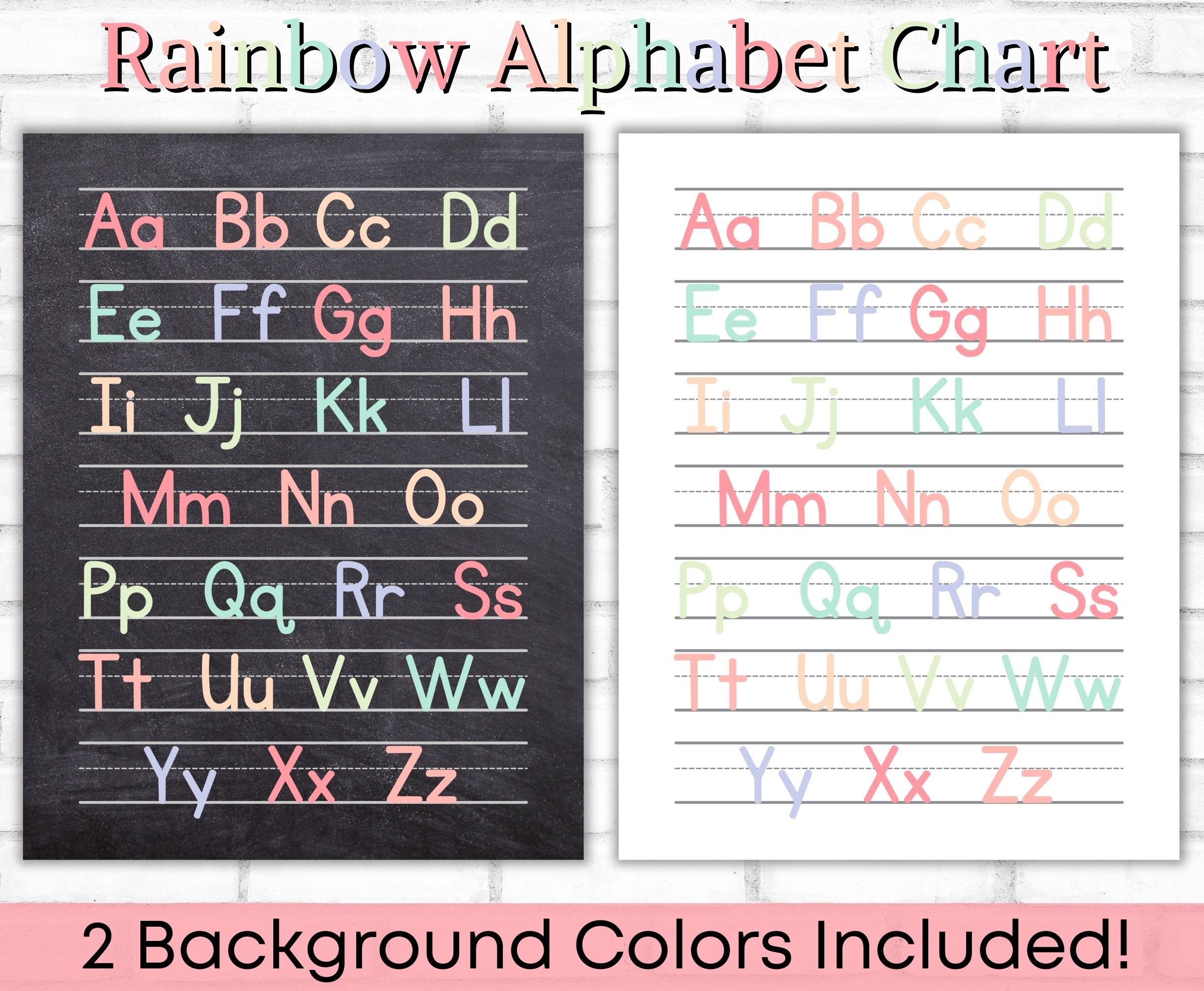 Rainbow Alphabet Chart, Handwriting Practice Chart ABC Poster, Learn to ...