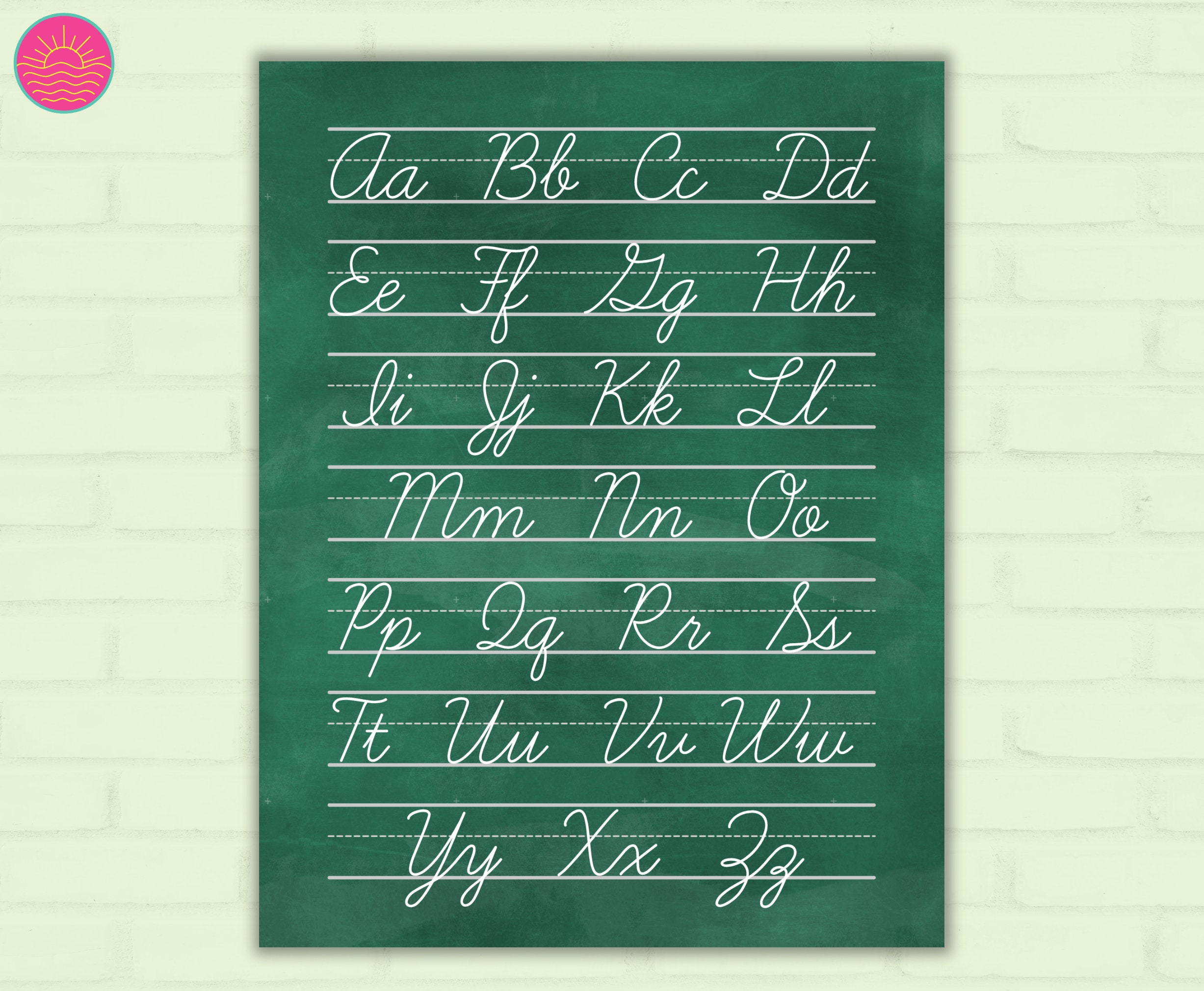 Cursive Alphabet Chart Handwriting Practice Cursive | Etsy