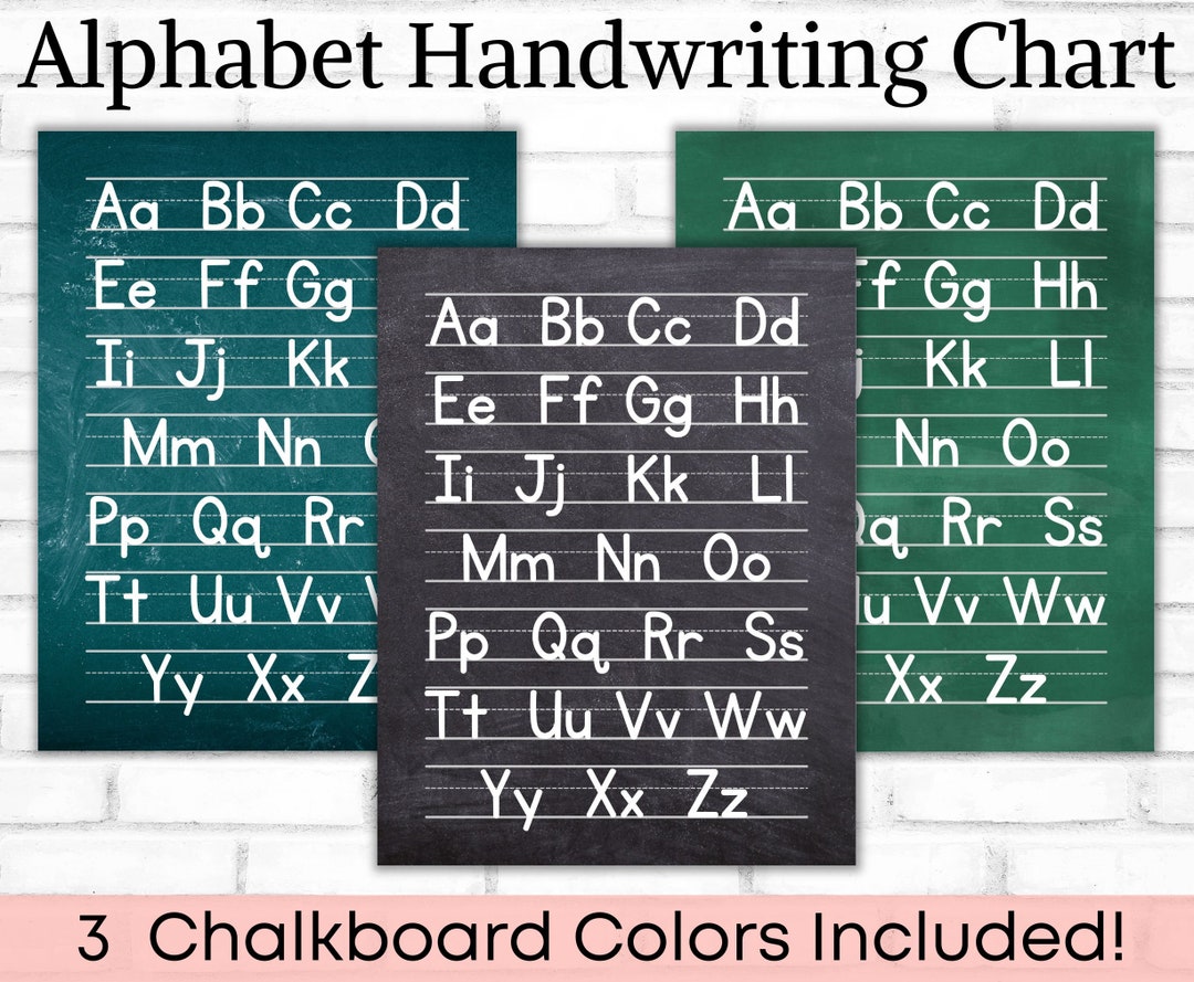 Alphabet Chart, Handwriting Practice Chart, ABC Poster Print, Learn to ...