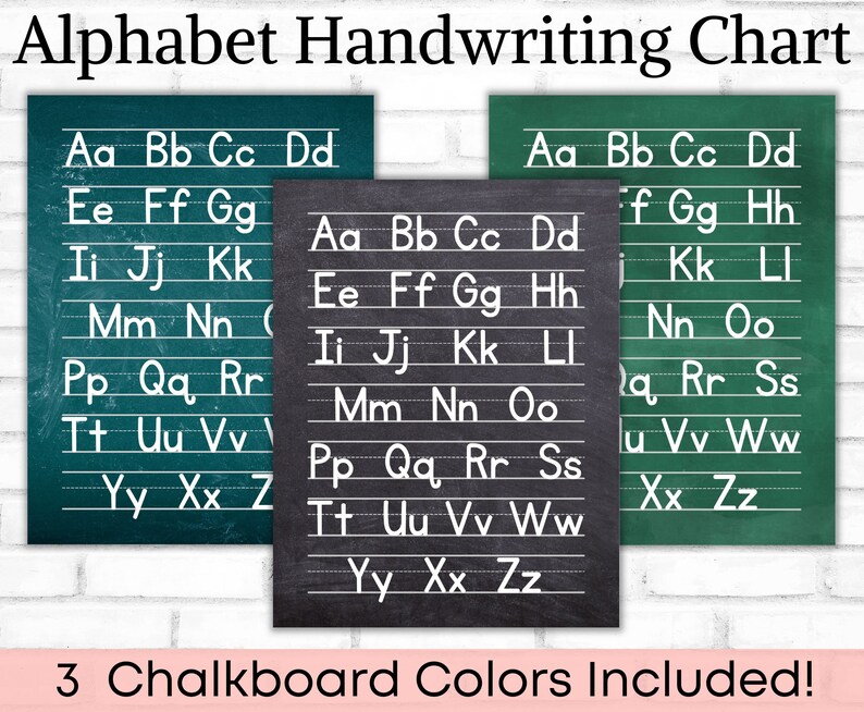 Alphabet Chart, Handwriting Practice Chart, ABC Poster Print, Learn to ...