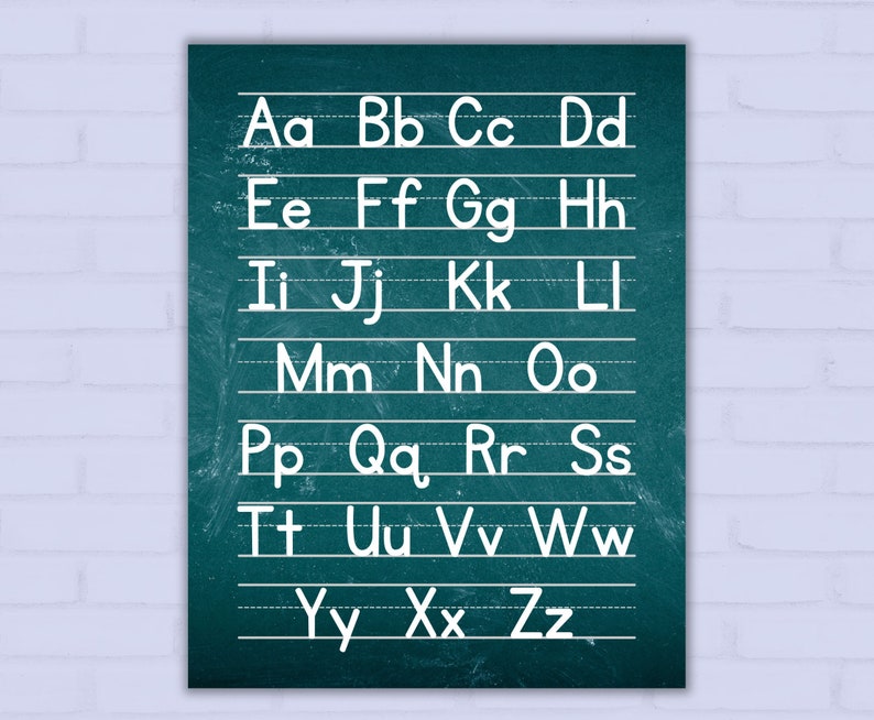 Alphabet Chart, Handwriting Practice Chart, ABC Poster Print, Learn to ...
