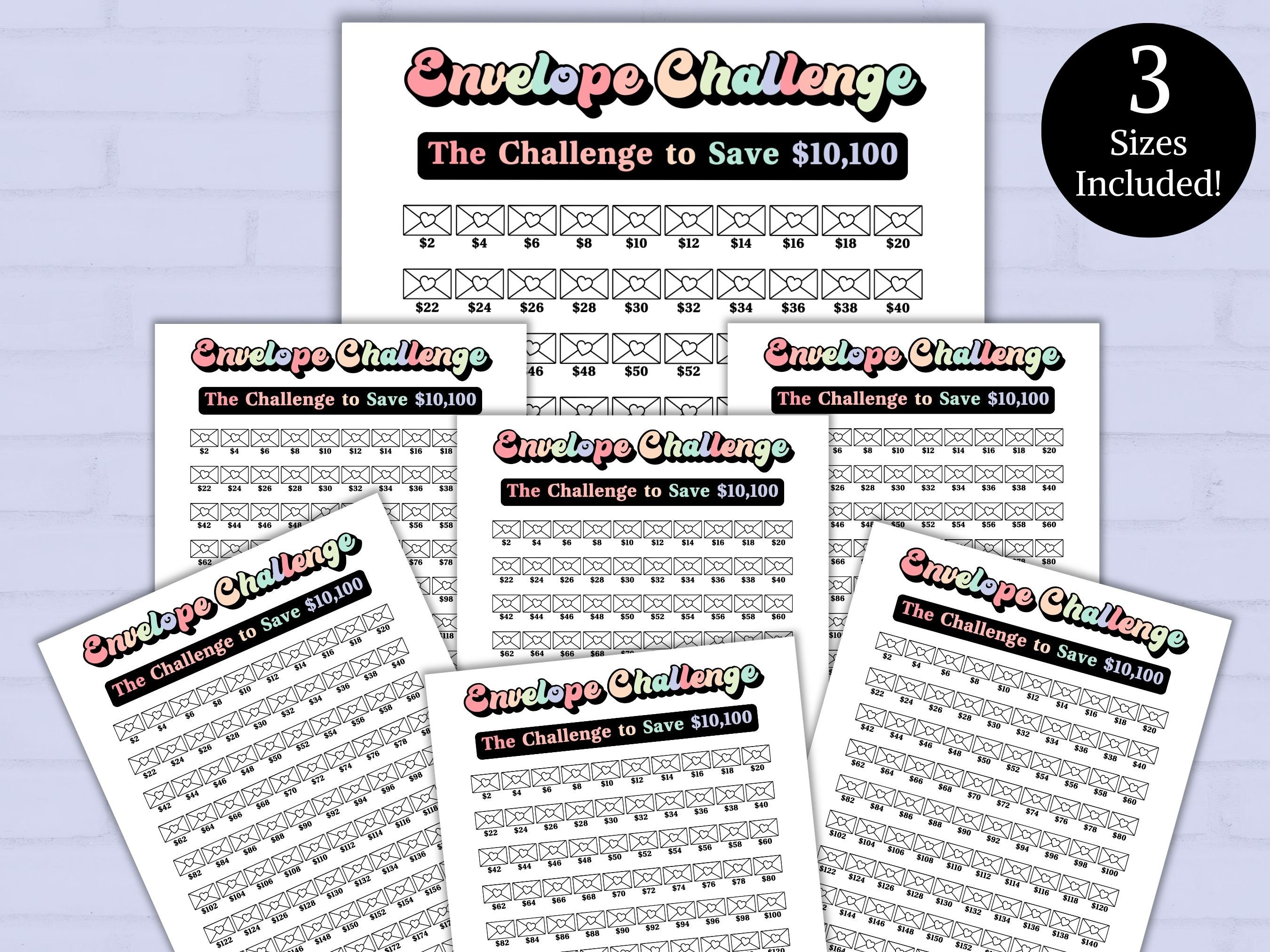 10 000 Savings Challenge Envelopes Printable Planner Sheet, 10000 ...