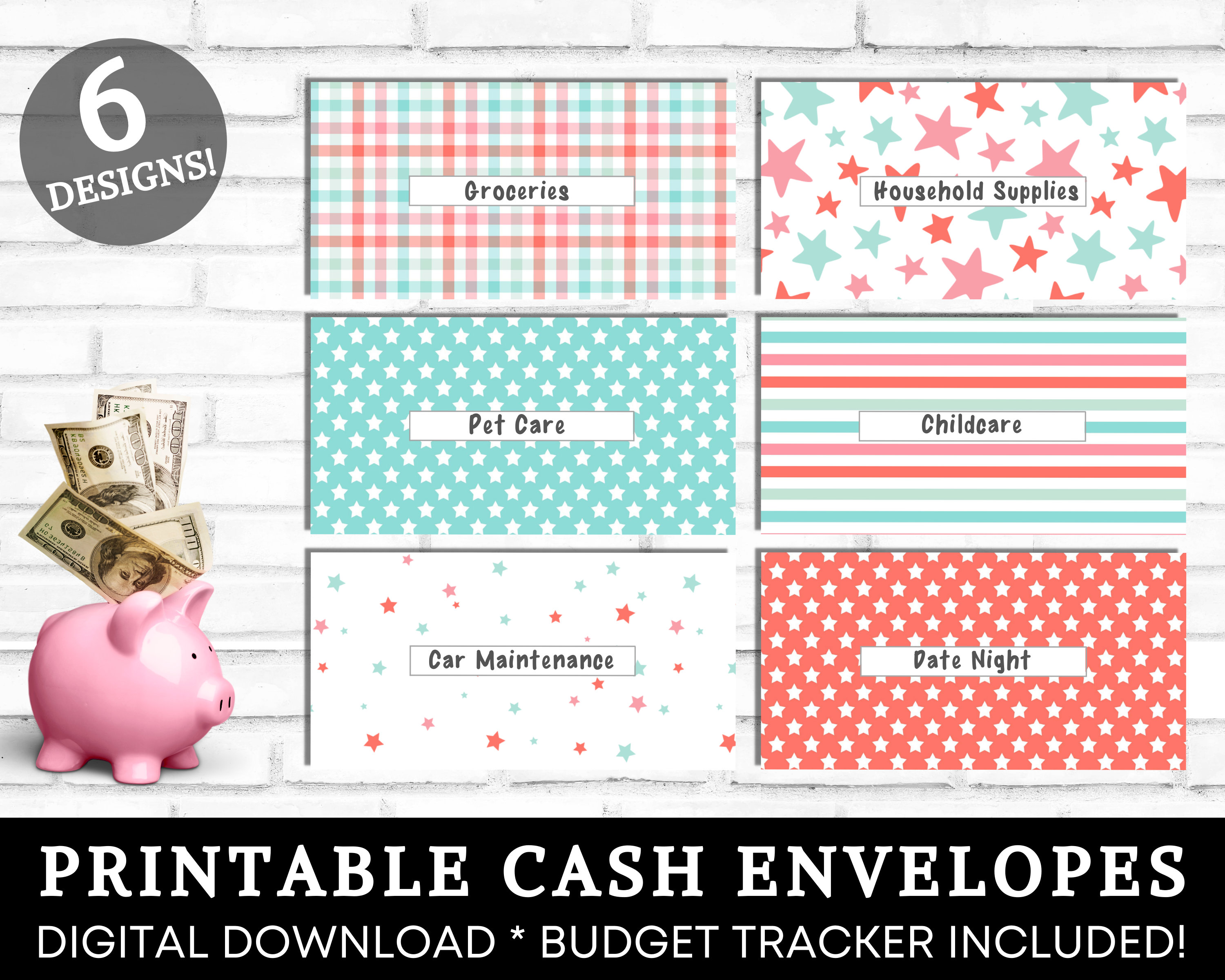 Printable Cash Envelopes Cash Stuffing Cute Stars and Plaid - Etsy