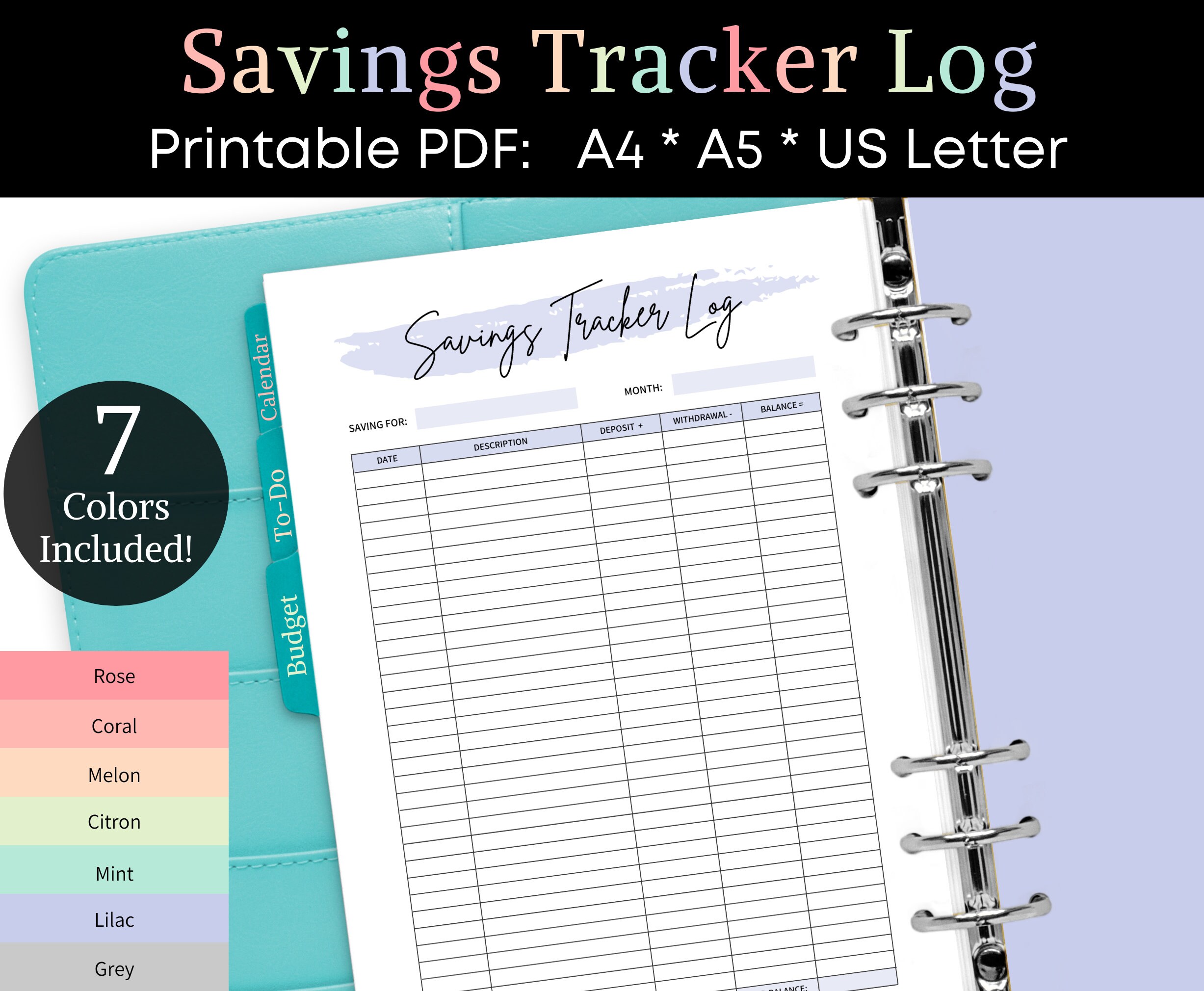 Savings Challenge Savings Tracker Log Money Savings Tracker - Etsy
