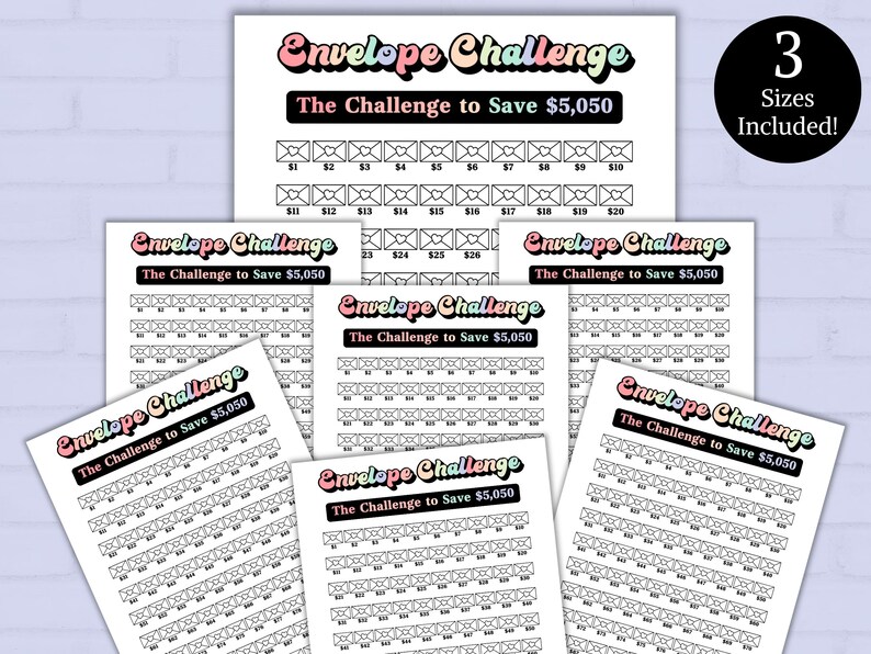 5050 Savings Challenge Printable Planner Sheet, Cute Money Saving Chart ...