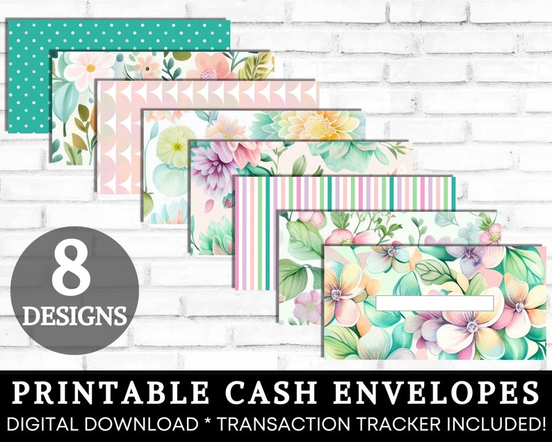 Printable Cash Envelopes, Cash Stuffing, Floral Watercolor Flower Money ...