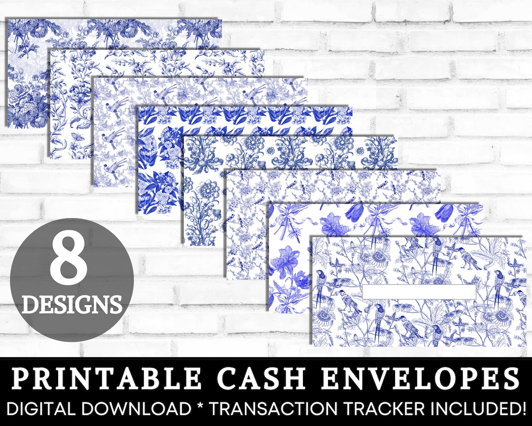 Printable Cash Envelopes With Tracker, Cash Envelope System, Blue ...