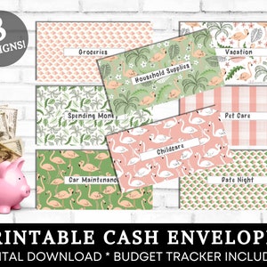 Printable Cash Envelopes, Cash Stuffing, Cute Pink Flamingo Money ...