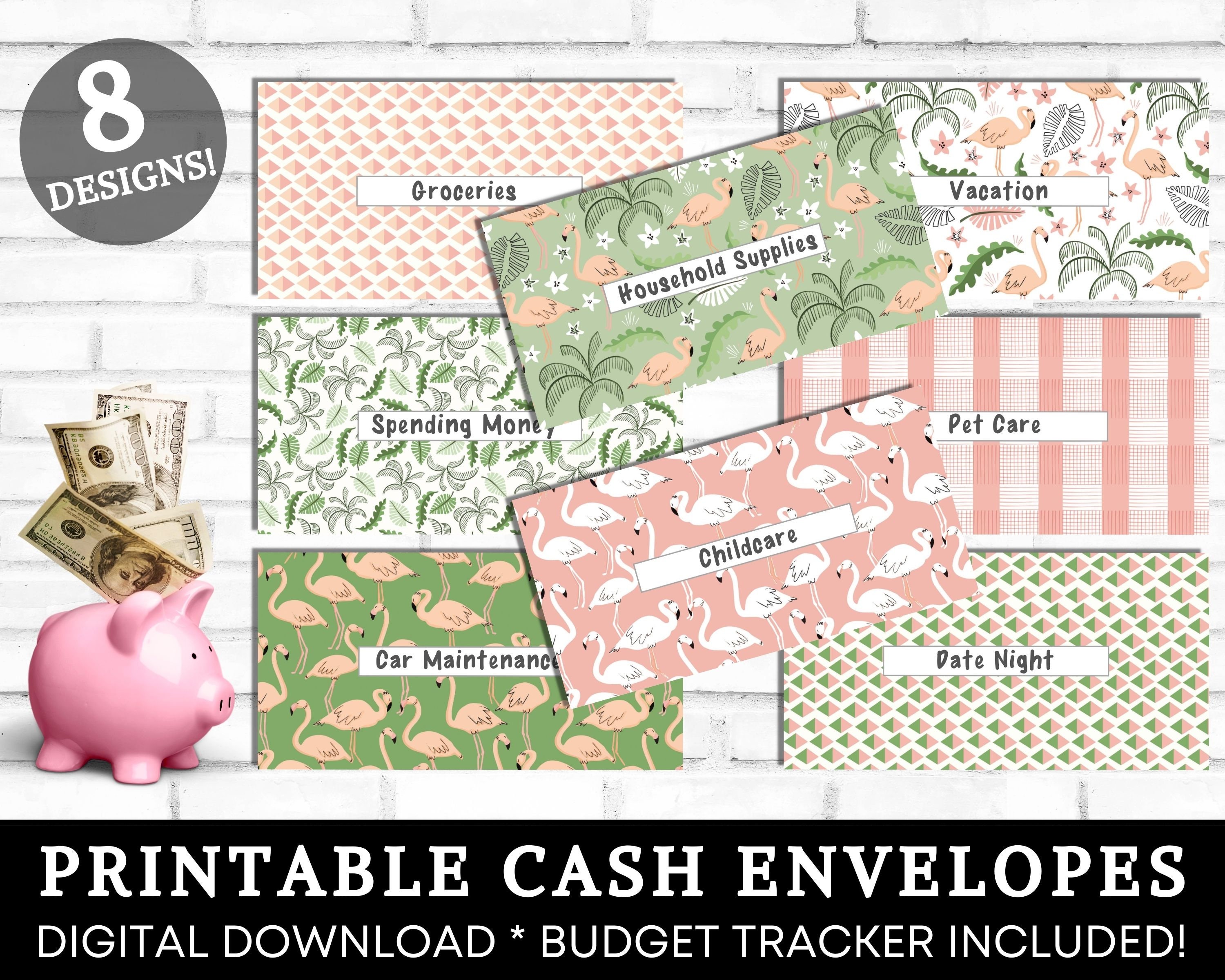 Printable Cash Envelopes, Cash Stuffing, Cute Pink Flamingo Money ...
