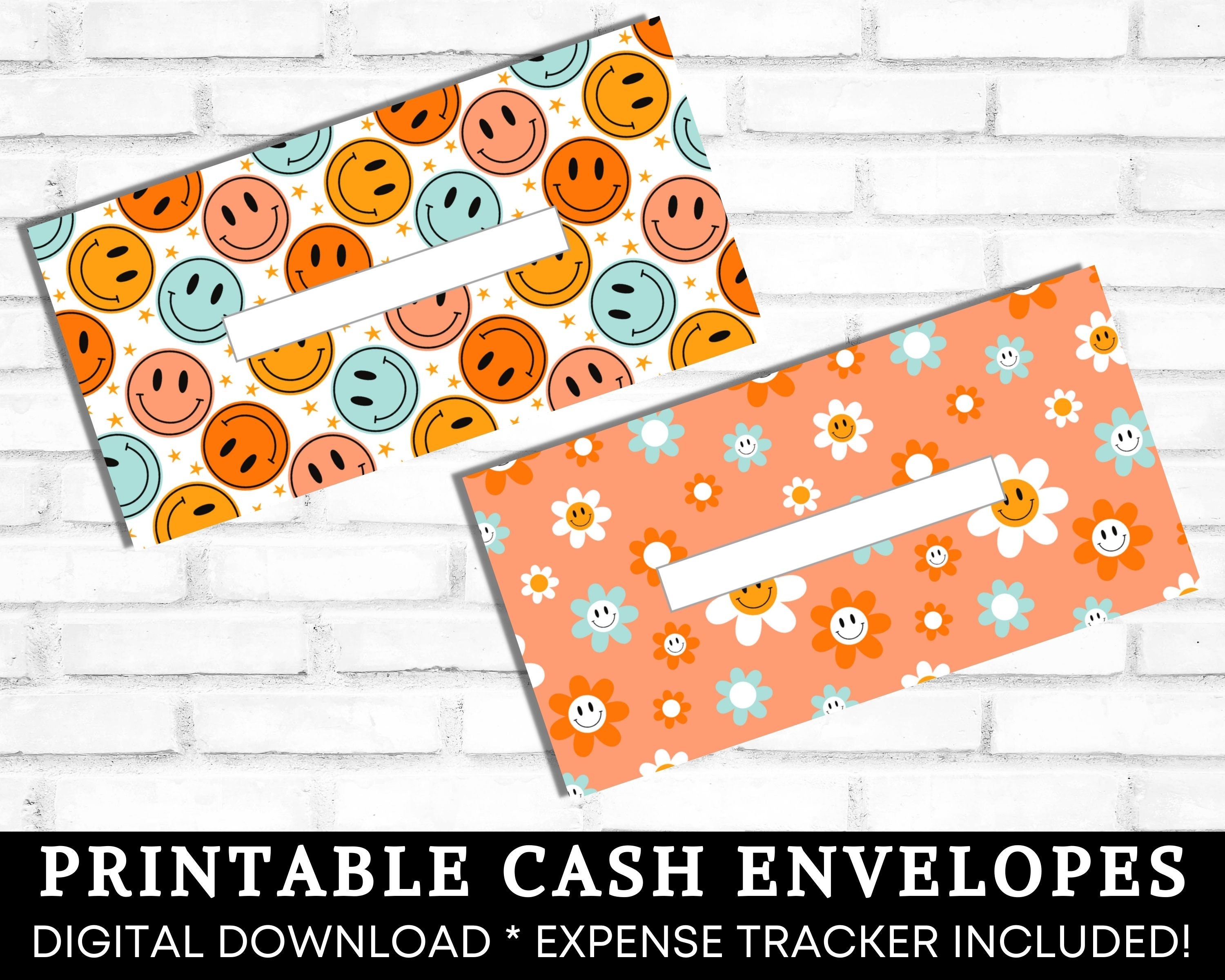 Printable Cash Envelopes, Cash Envelope System, Retro Groovy Smiley ...