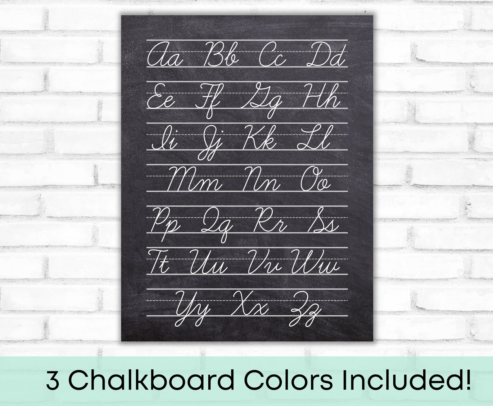 Cursive Alphabet Chart Handwriting Practice Cursive | Etsy UK