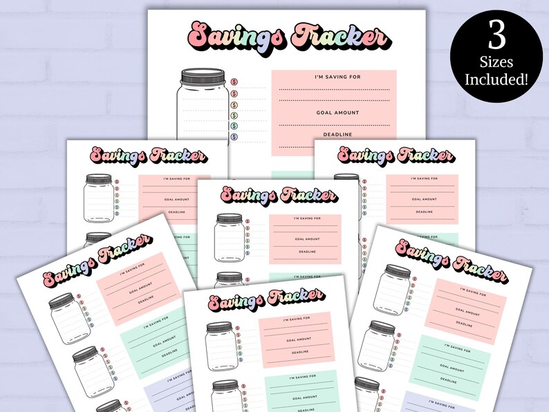 Savings Jar Printable Tracker Sheet, Money Saving Chart, Cute Savings ...