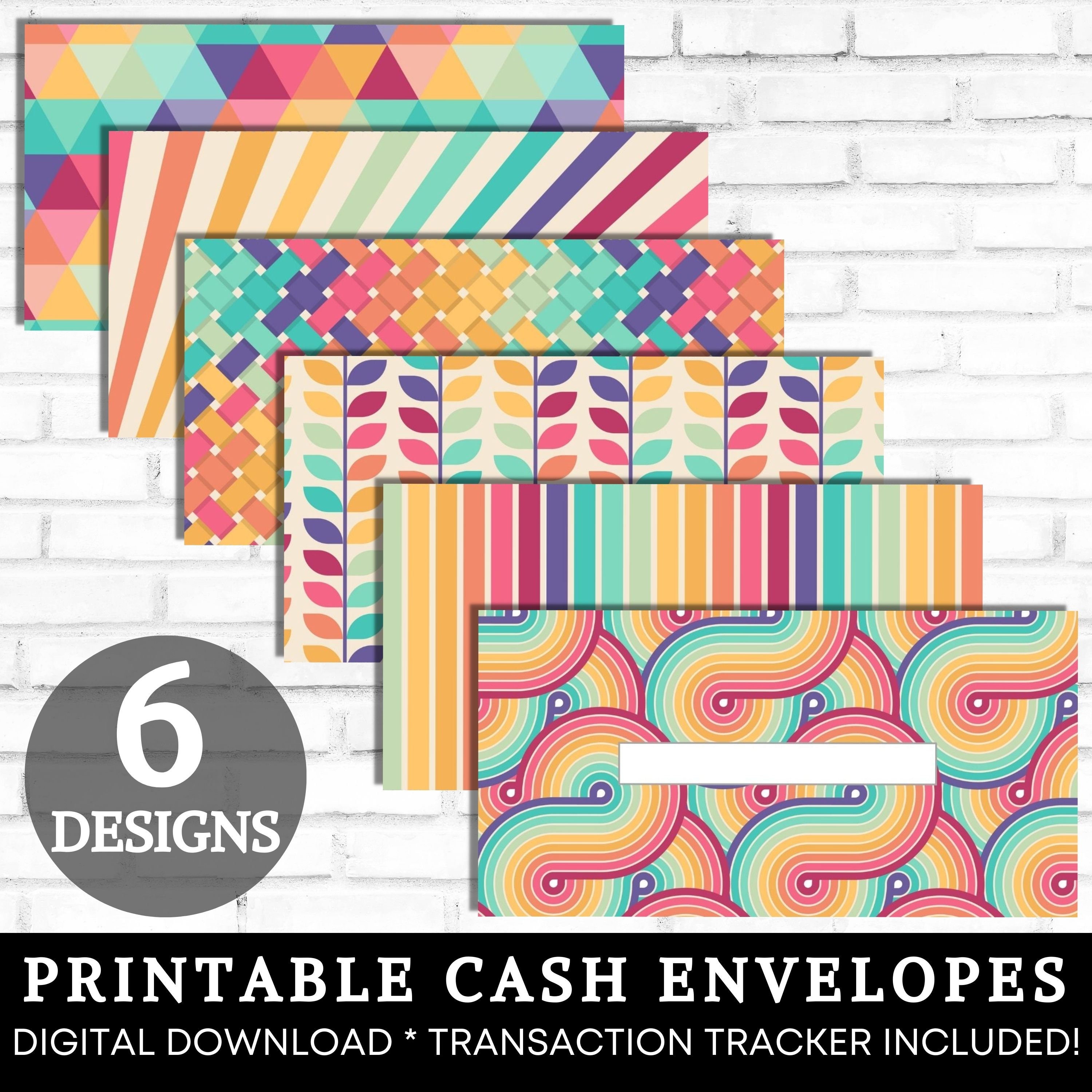 Printable Cash Envelopes, Cash Stuffing Envelopes, Retro Rainbow Money ...