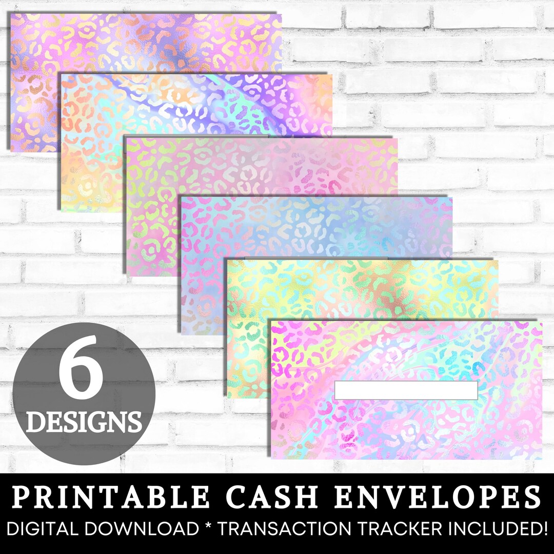 Cash Envelopes Printable, Cash Envelope System, Iridescent Leopard Cash ...